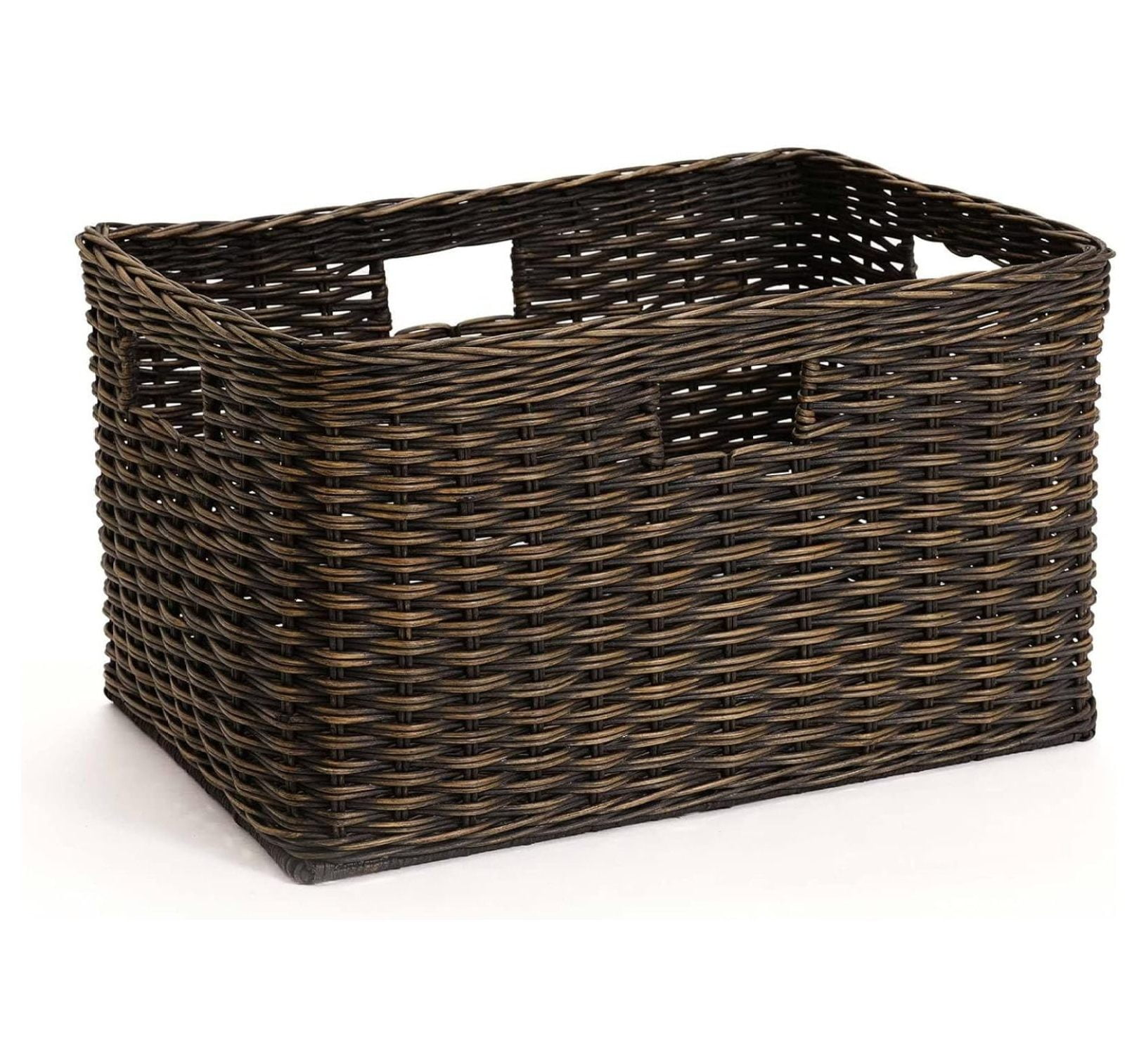 Tall Rectangular Wicker Storage Basket, Large, 22.5 in L x 16 in W x 12 ...