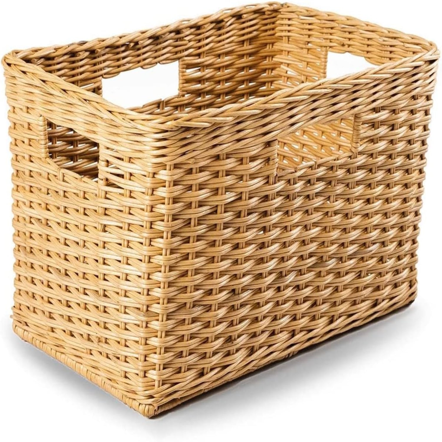 Tall Rectangular Wicker Storage Basket Medium 20 in L x 13 in W x 11 in ...