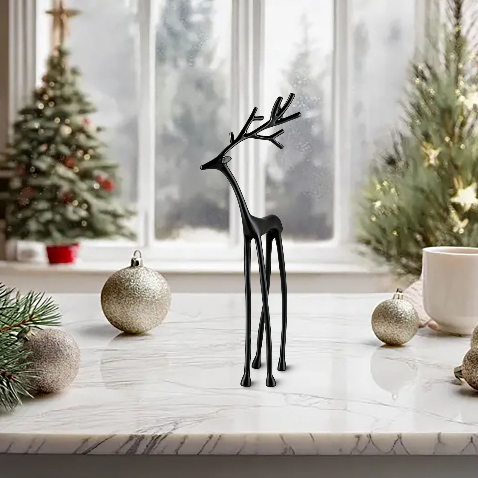 Tall Reindeer - Metal Deer Tabletop Decoration,Black Reindeer Statues ...