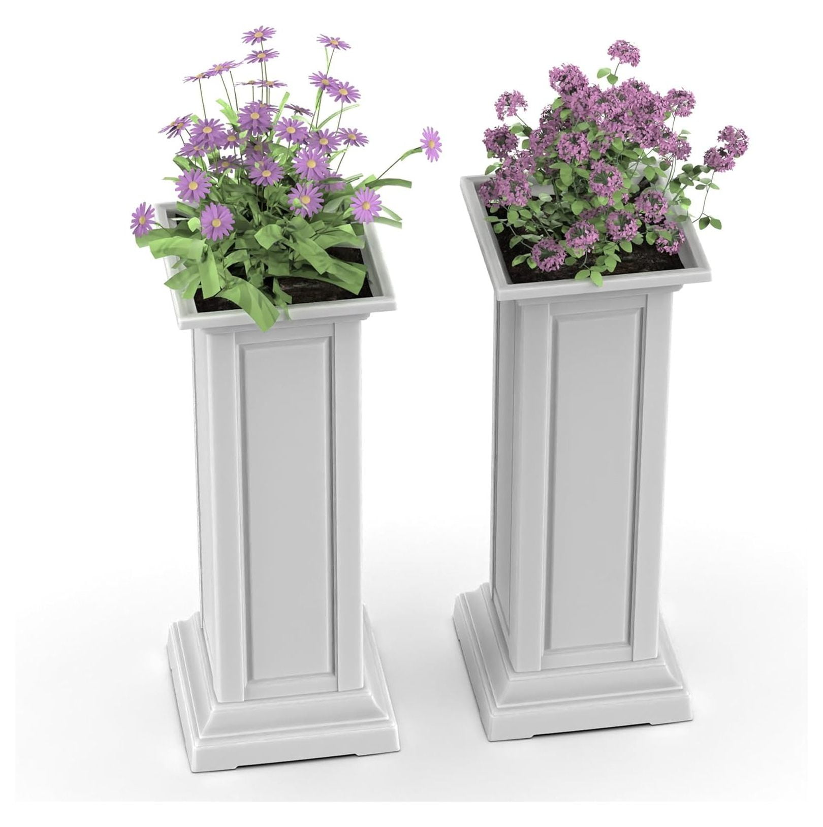 Tall Resin Planter, Large Outdoor Planter for Porch, Garden, and Balcony, Weight-Bearing Top ...