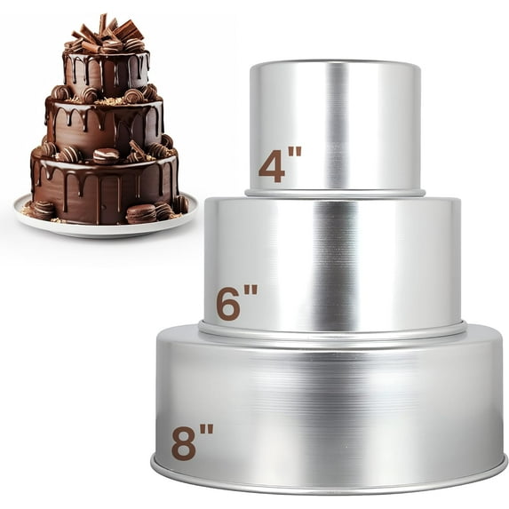 Tall Round Cake Pans - 4 Inch, 6 Inch, 8 Cake Pan Set for 3 Tiered ...