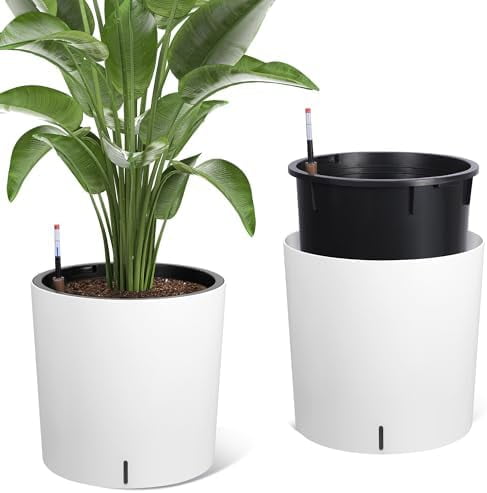 Tall Round Planter Set of 2, 19.5‘’ H x 19.9" Dia Large Planters for ...