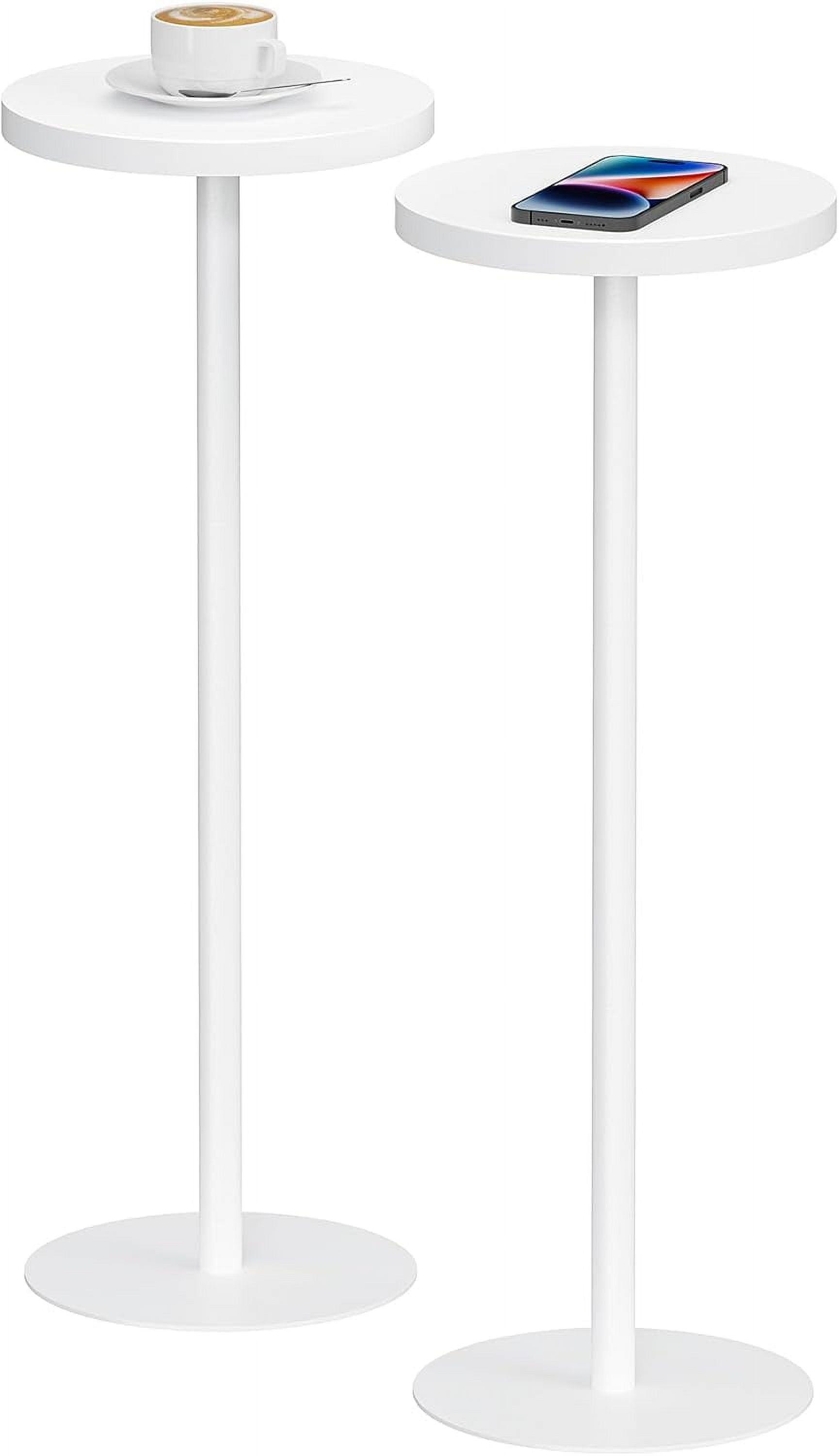 Tall Round Side Table, Small End Table, Set of 2, Beside Table, Drink ...