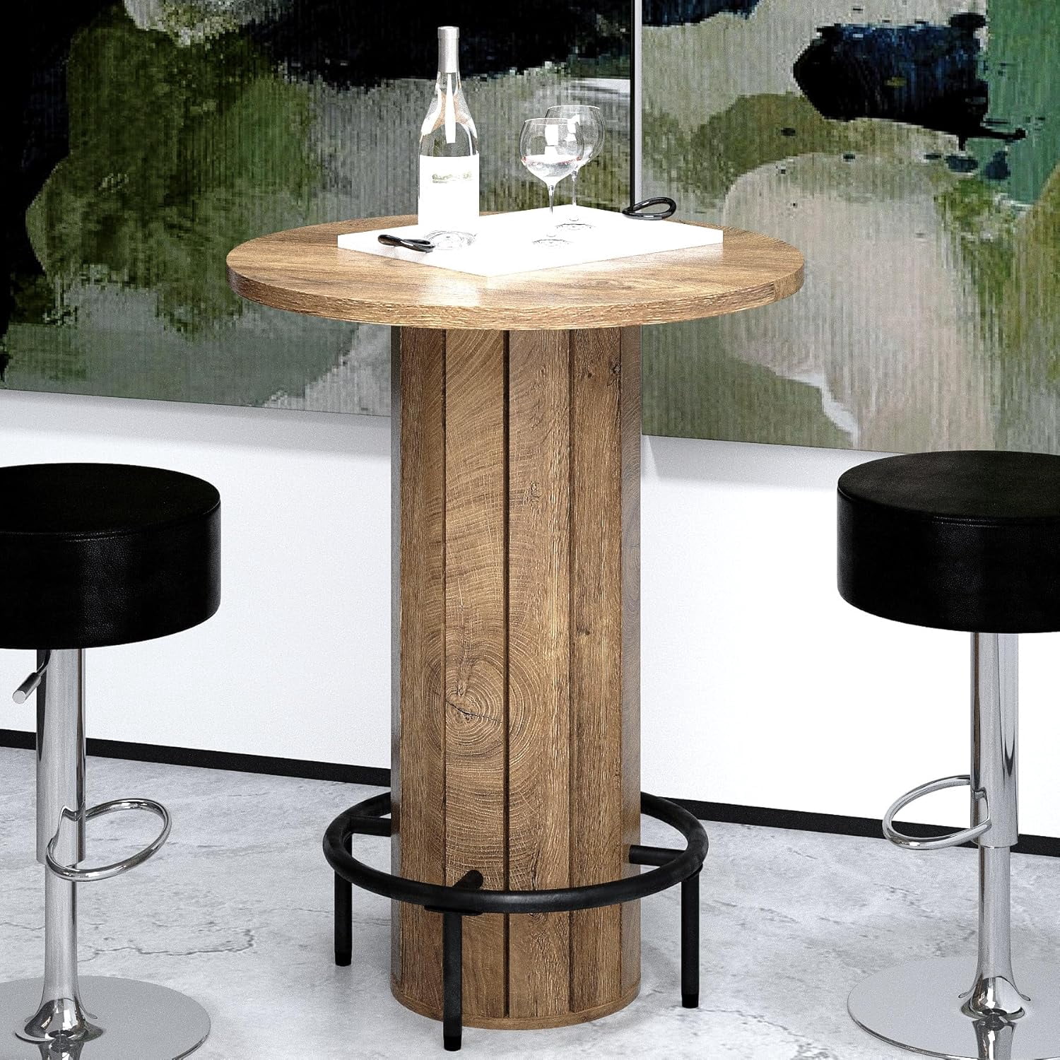 Tall Round Table,31.5 inch Round Bistro Table,High Top Round Table with ...