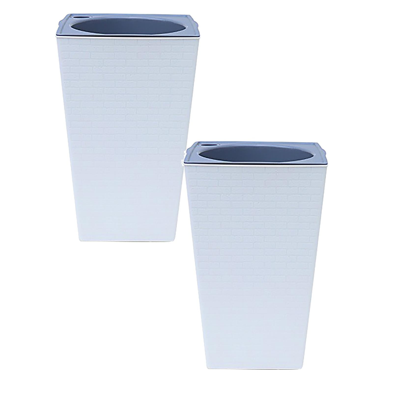 FmogiIEW 21cm x 20cm x 12cm Square White Plastic Garden Pot with ...