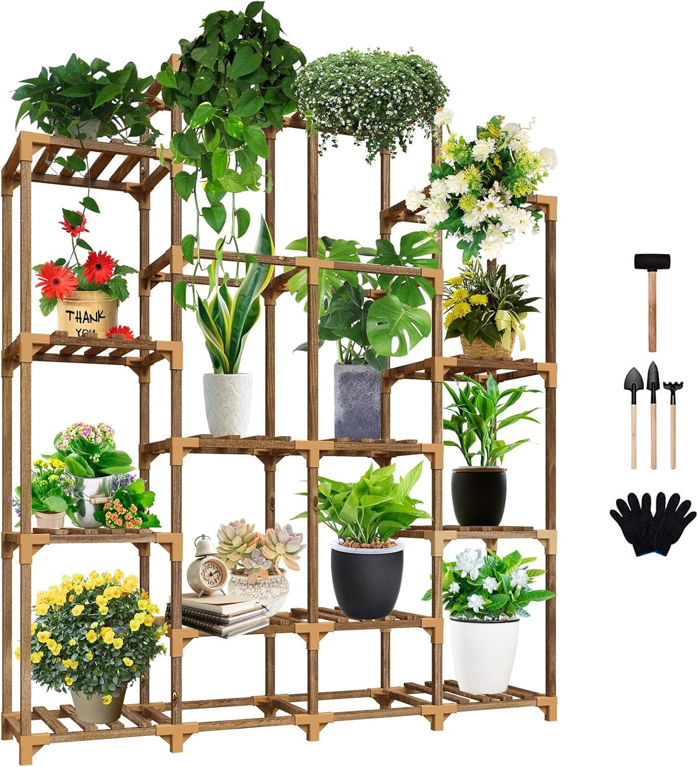 Tall Shelf for Multiple Plants Indoor Outdoor 14 Tiers 16 Pot Holder ...