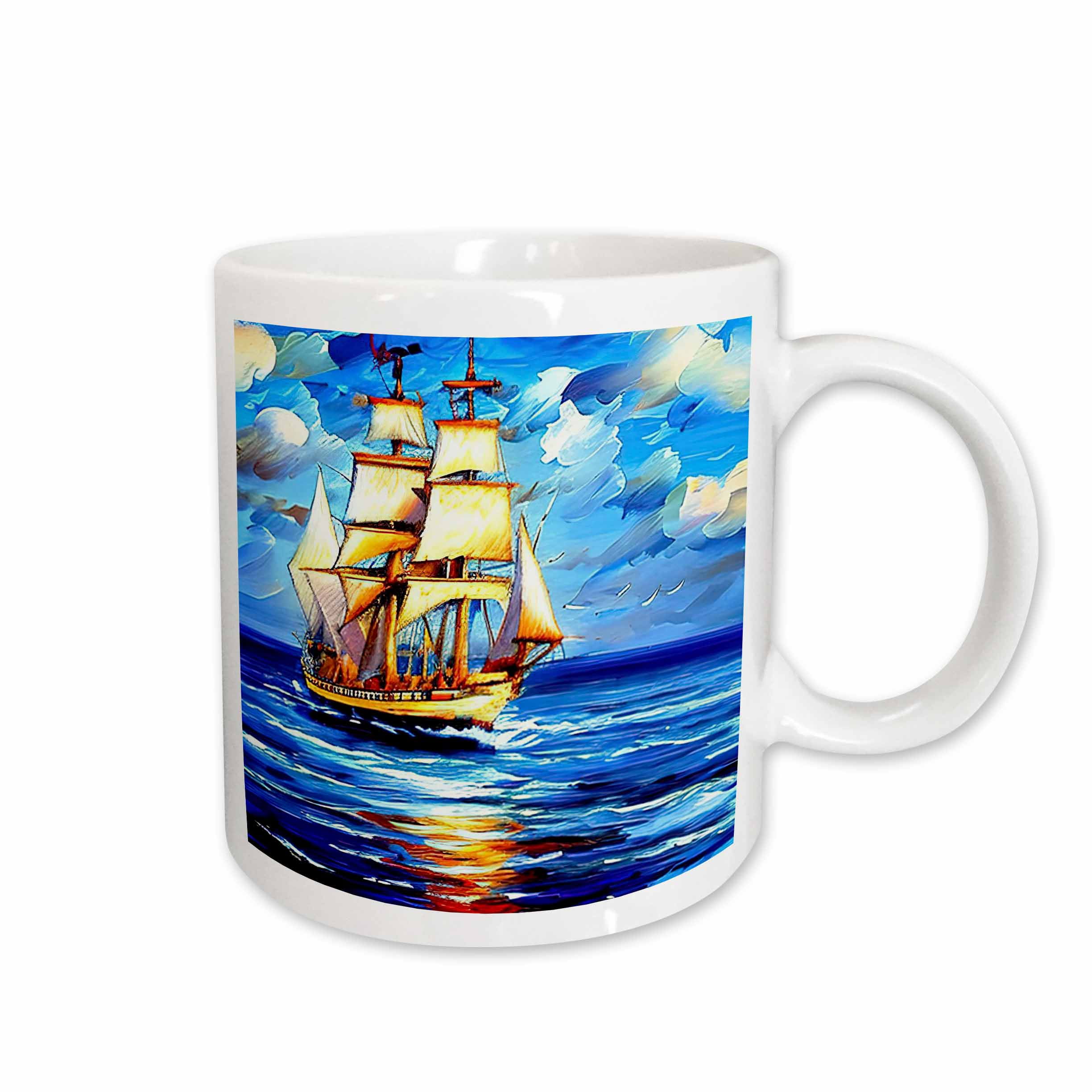 3drose, Tall Ship Digital Art. Fantasy Scooner Goes Fast in Good ...