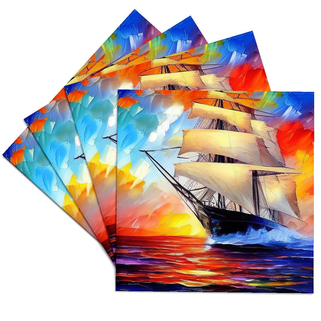 3drose, Tall Ship Digital Art. Tea Clipper Ship at Color Sunset. Trade ...