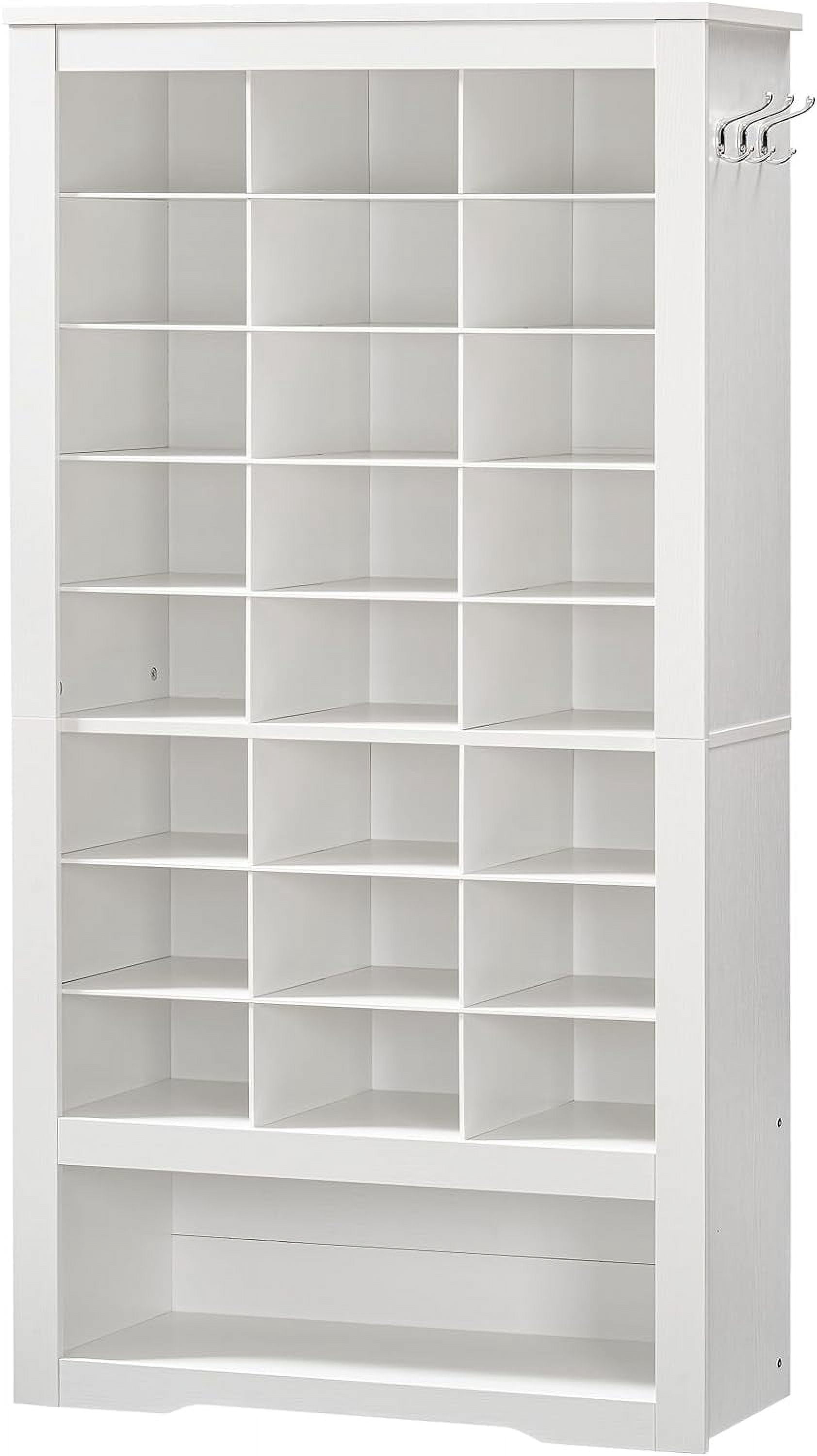 Tall Shoe Cabinet, 9 Tier Shoe Storage Cabinet, Freestanding Wooden ...