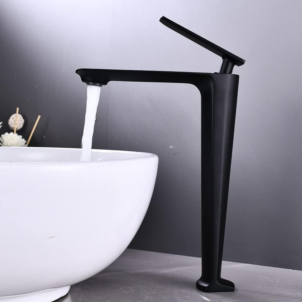 Tall/Short Bathroom Basin Faucet Black/Chrome Single Lever Hot and Cold ...