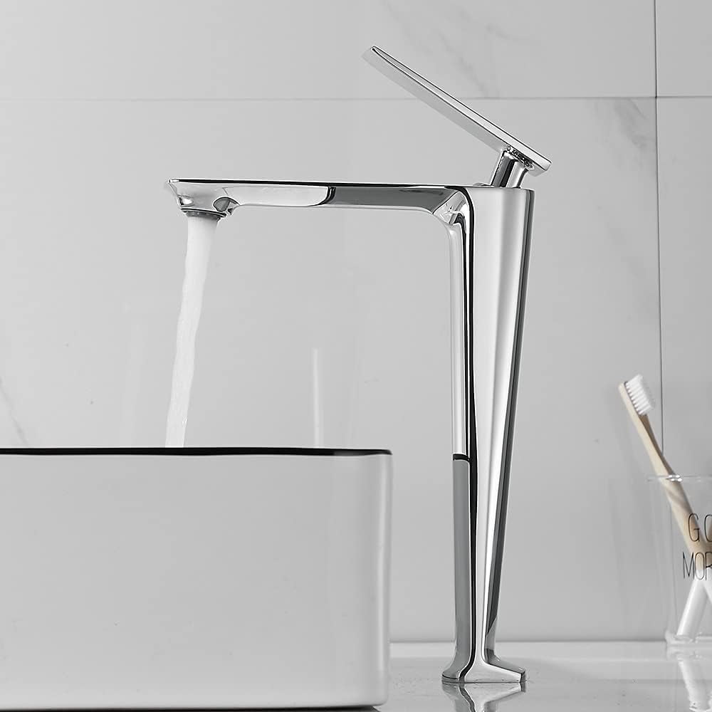 Tall/Short Bathroom Basin Faucet Black/Chrome Single Lever Hot and Cold ...