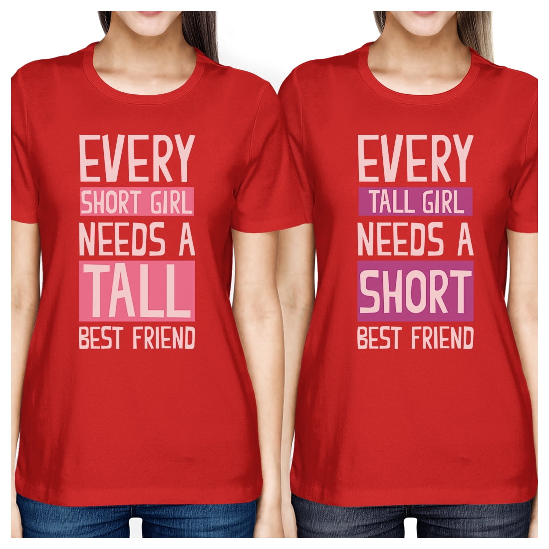 Tall Short Friend BFF Matching Shirts Womens Red Birthday Gifts ...