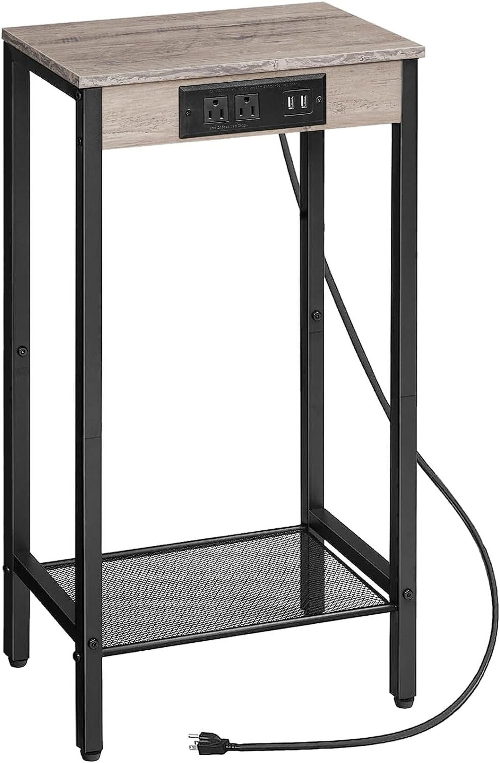 Tall Side Table with Charging Station, 28.7" H Industrial Telephone End ...