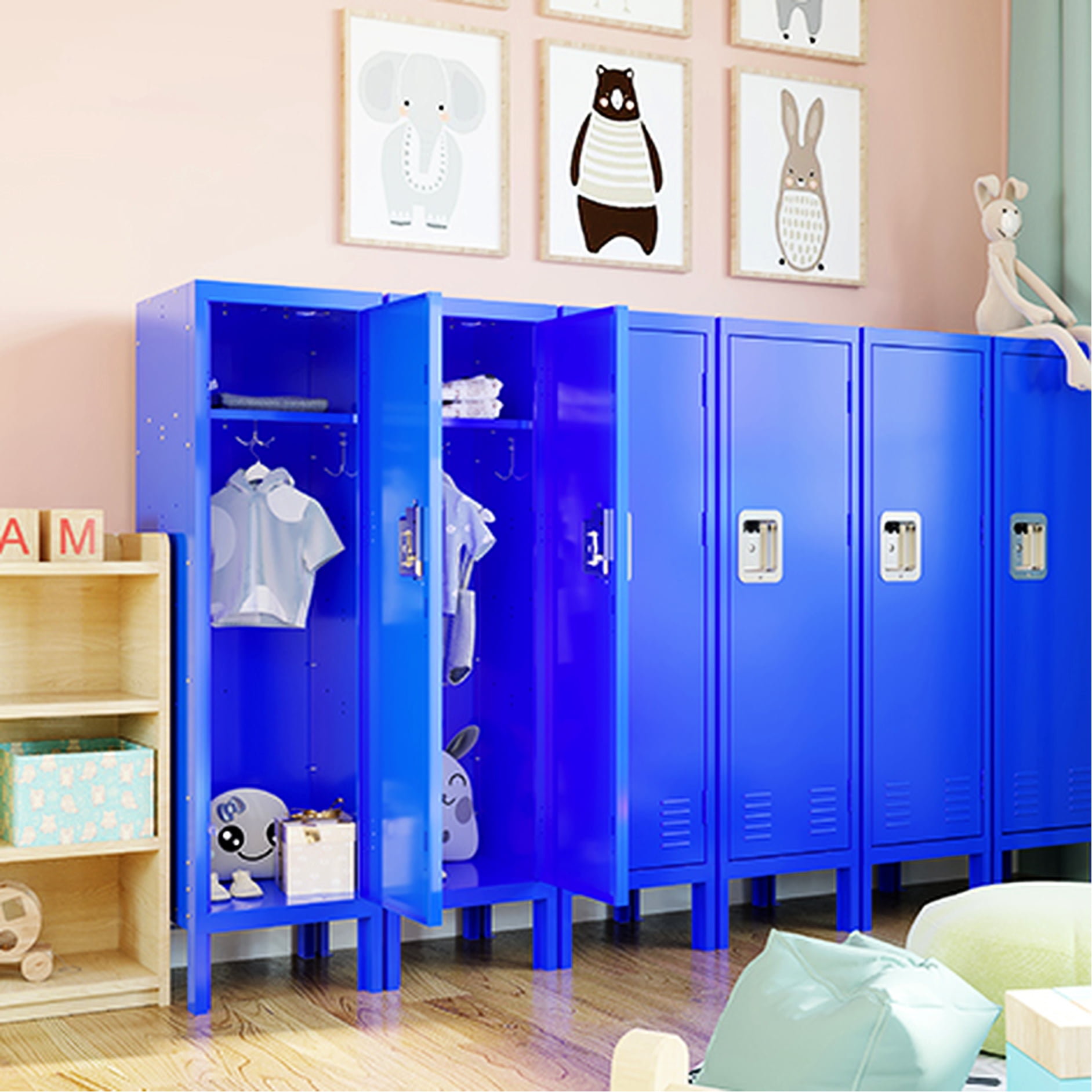 Tall Single Blue Metal Locker - 54.13"h X 15"w 15.35"d For Living Room ...
