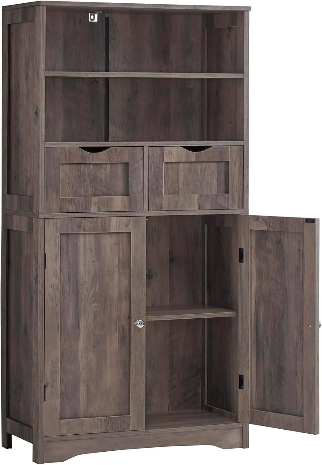Tall Storage Cabinet with 2 Drawers & Adjustable Shelf, Bathroom ...