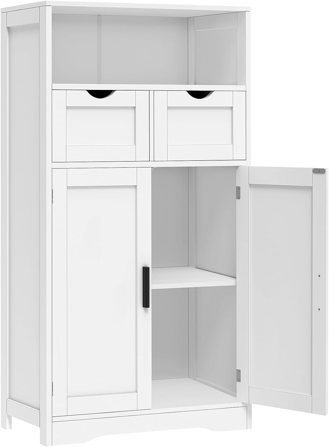 Tall Storage Cabinet with 2 Drawers & Adjustable Shelves Cabinet ...