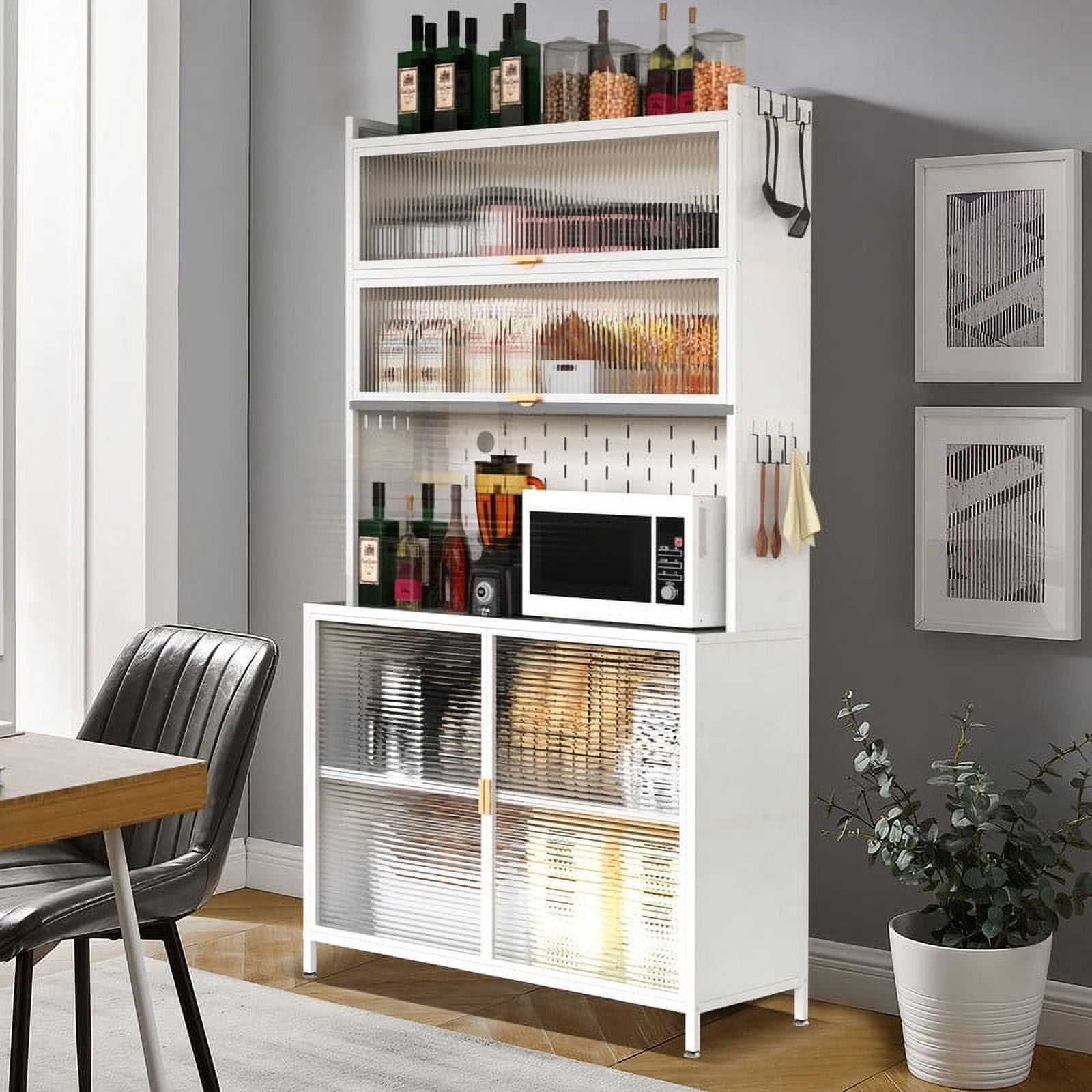 Tall Storage Cabinet, 73" Kitchen Pantry Cabinet with Doors, Kitchen ...