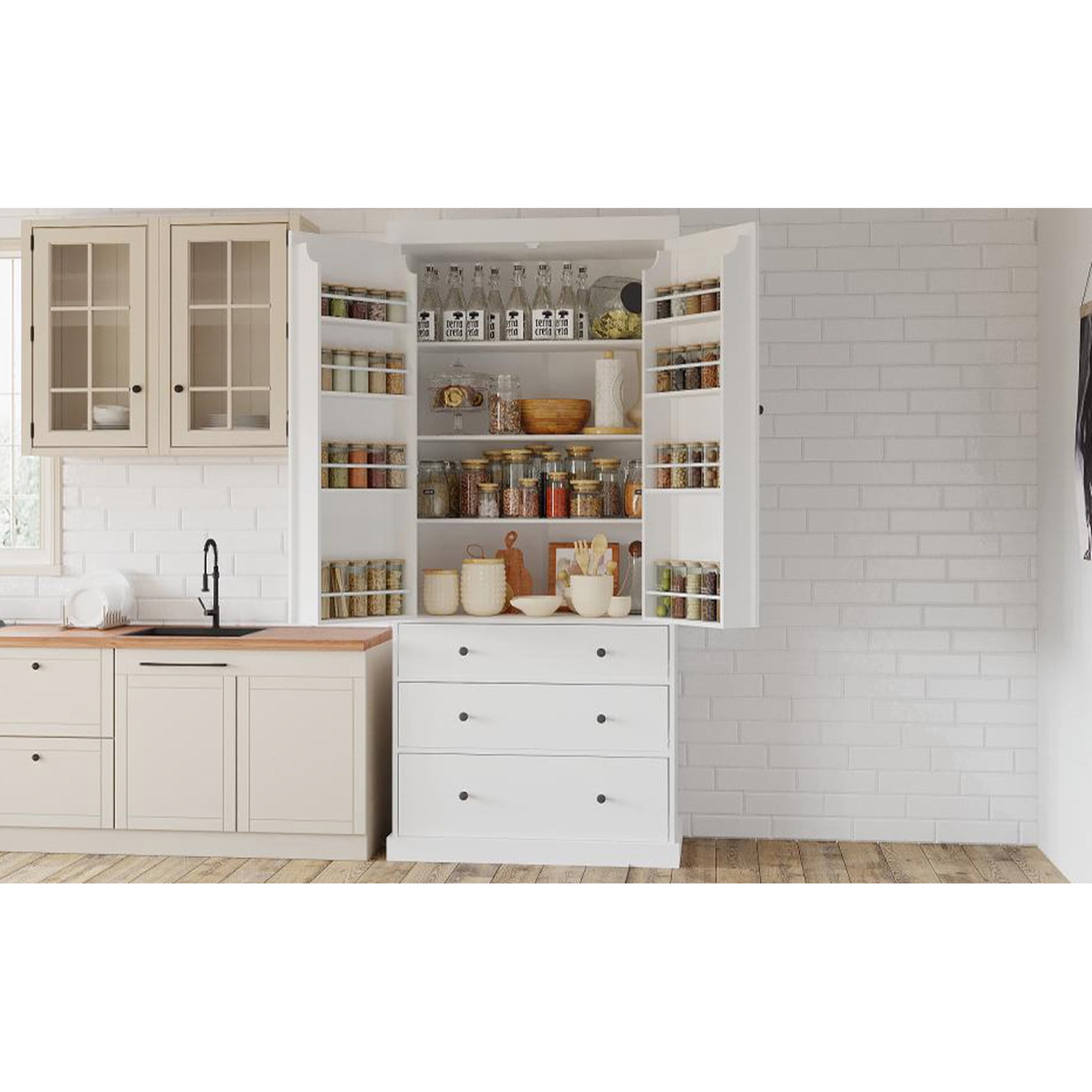 Tall Storage Cabinet | Adaptable to Kitchen and Dining Room Needs ...