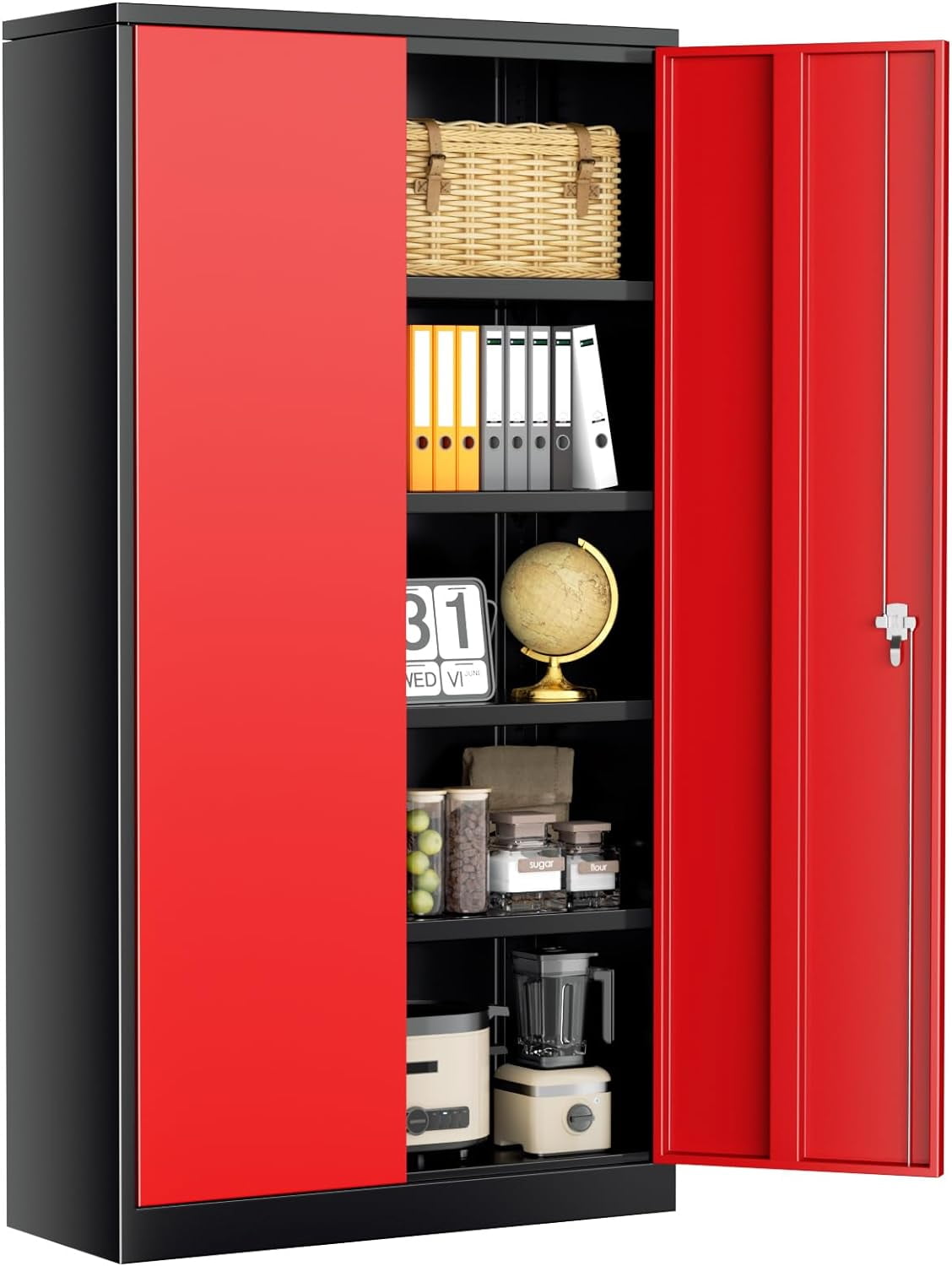 Tall Storage Cabinet with Lock, 72" H Metal Storage Cabinets with 4 ...