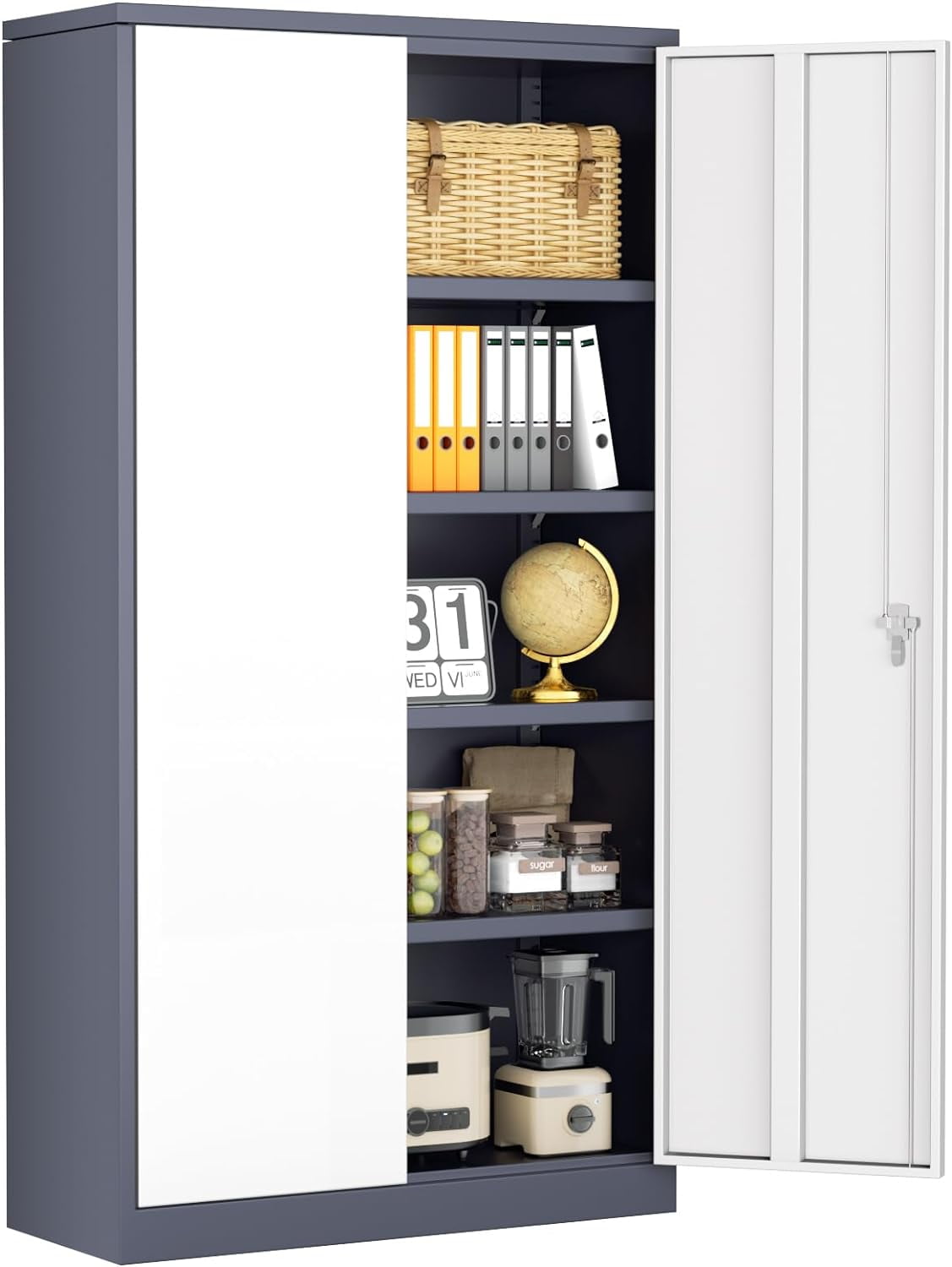Tall Storage Cabinet with Lock, 72" H Metal Storage Cabinets with 4 ...