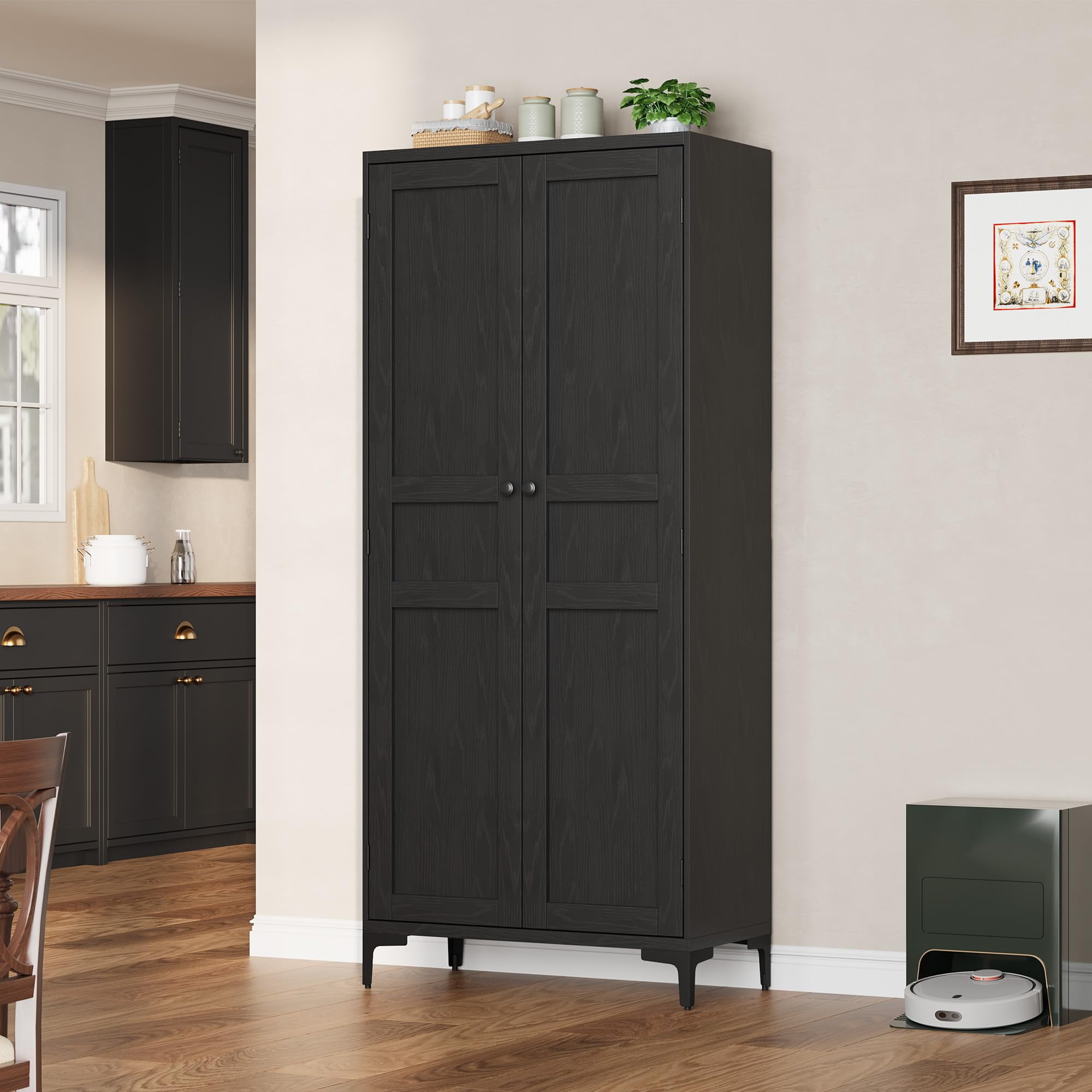 Tall Storage Cabinet with Glass Doors, 63" Height, Adjustable Shelf ...