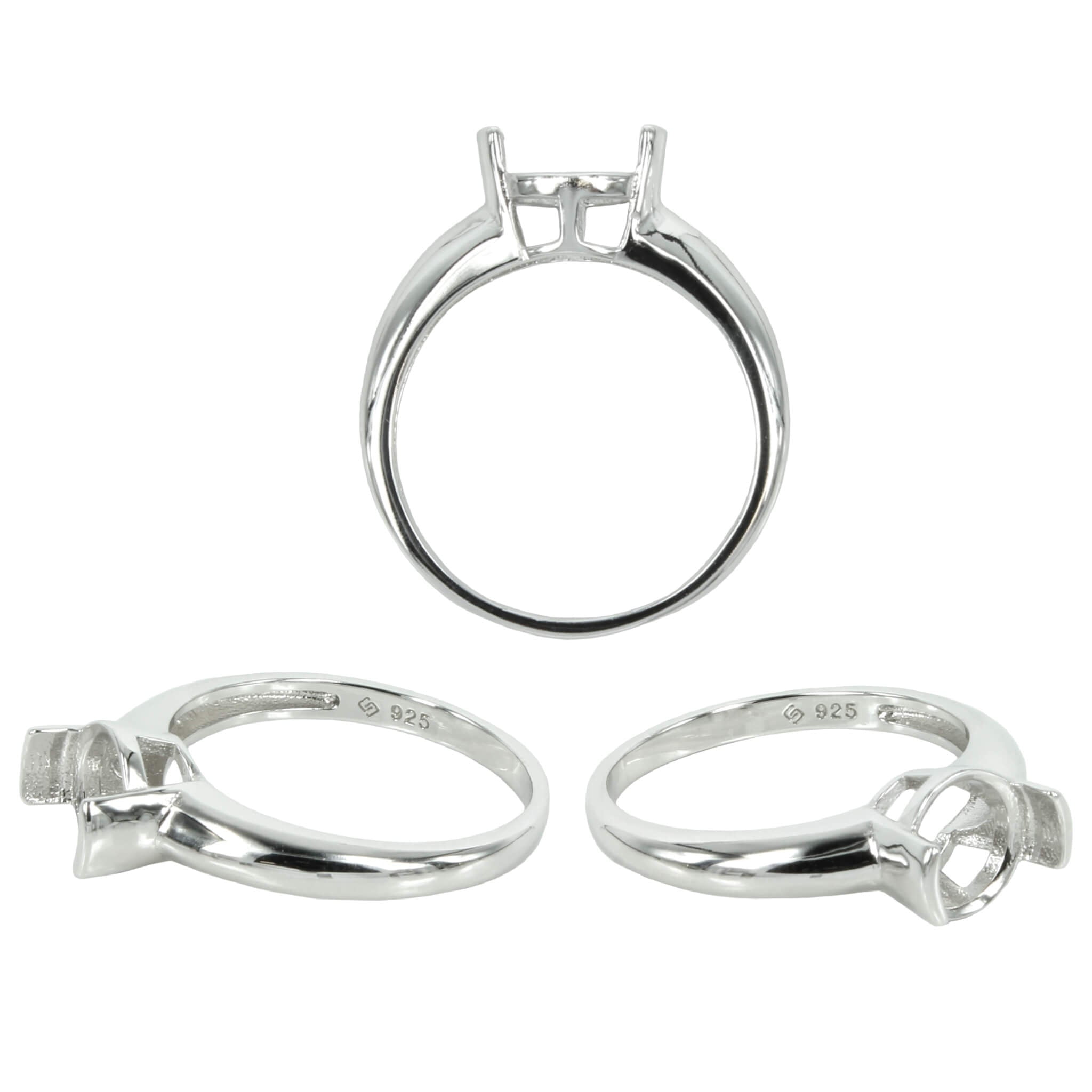 Tall Tab Ring Setting with Tapered Band Round Prongs Mounting in ...