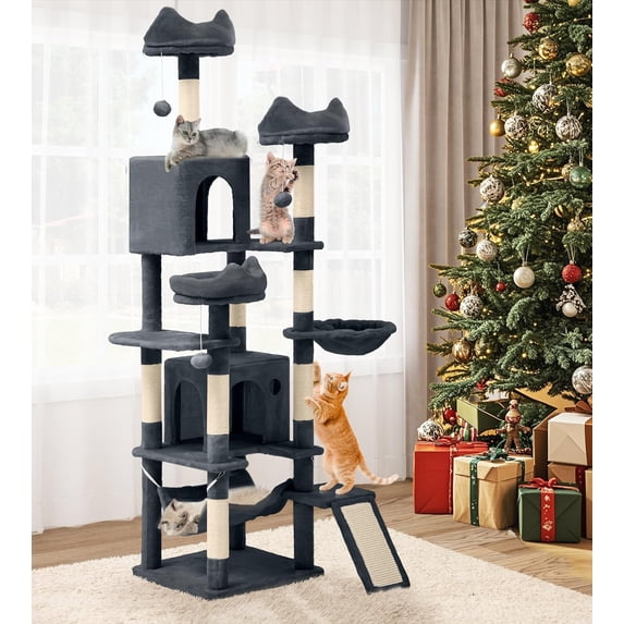 Tall Tree for Indoor Cats, 75 inch Multi-Level Tower with Condos, Top ...