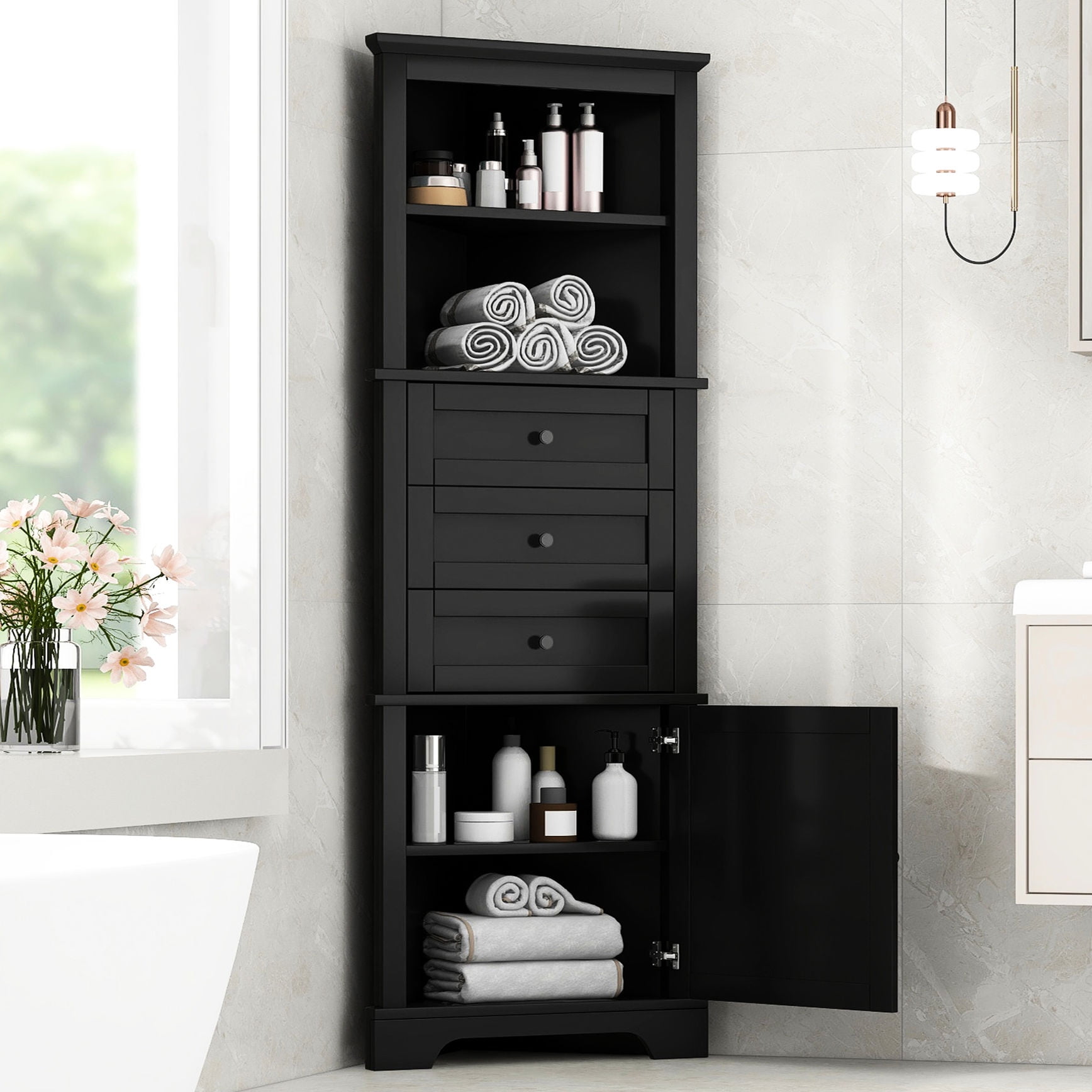 Tall Triangle Storage Cabinet / Adjustable Shelf, Painted MDF / Saves ...