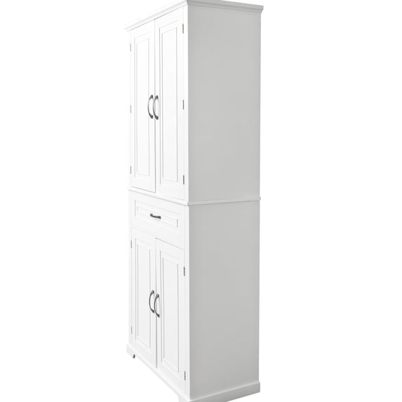 Tall White Cabinet With Adjustable Shelves - Doors, Drawer, Space ...