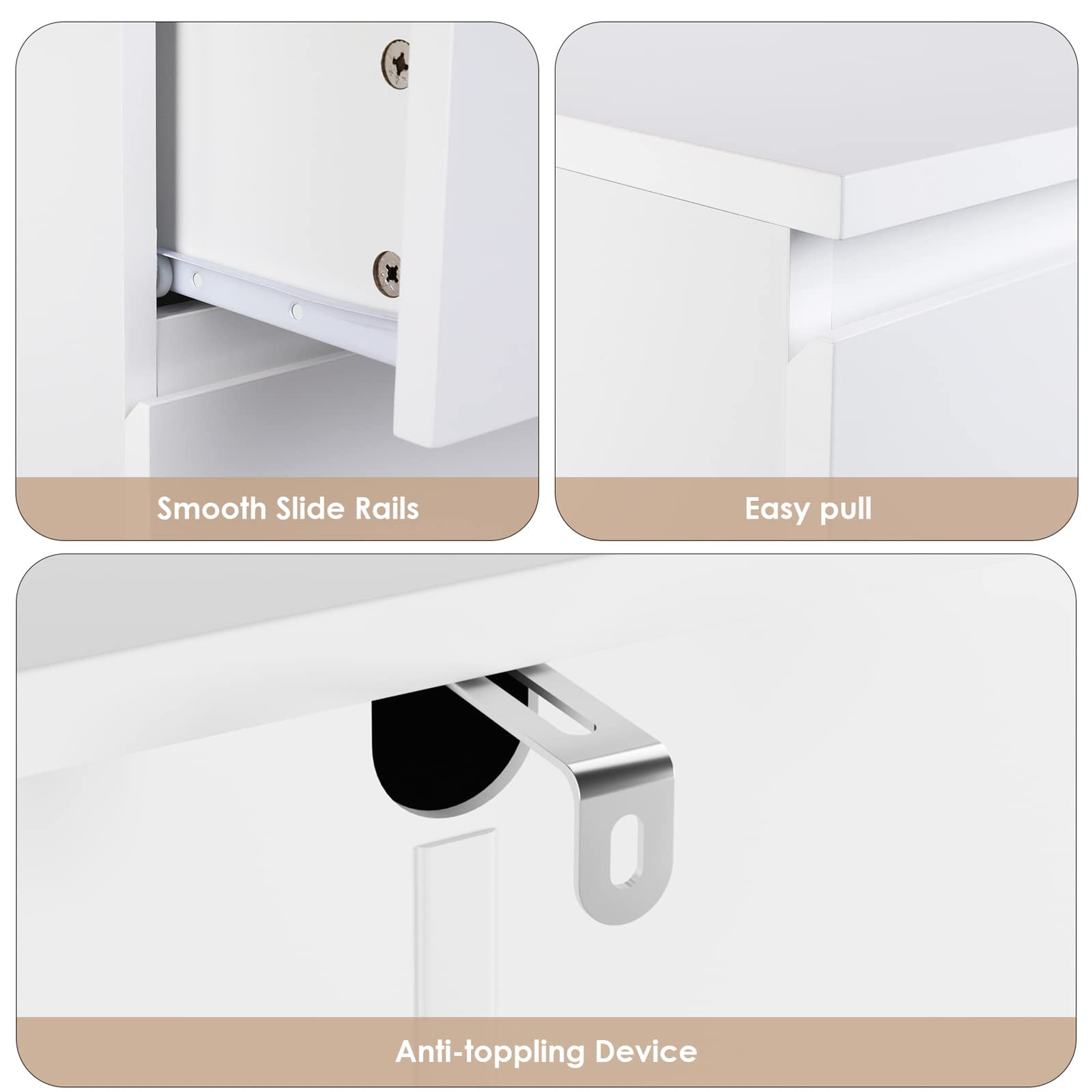 Tall White Dresser with 6 Drawers, Space-Saving Floor Cabinet with ...