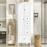 Tall White Storage Cabinet with 4 Drawers & Adjustable Shelves – Multi ...
