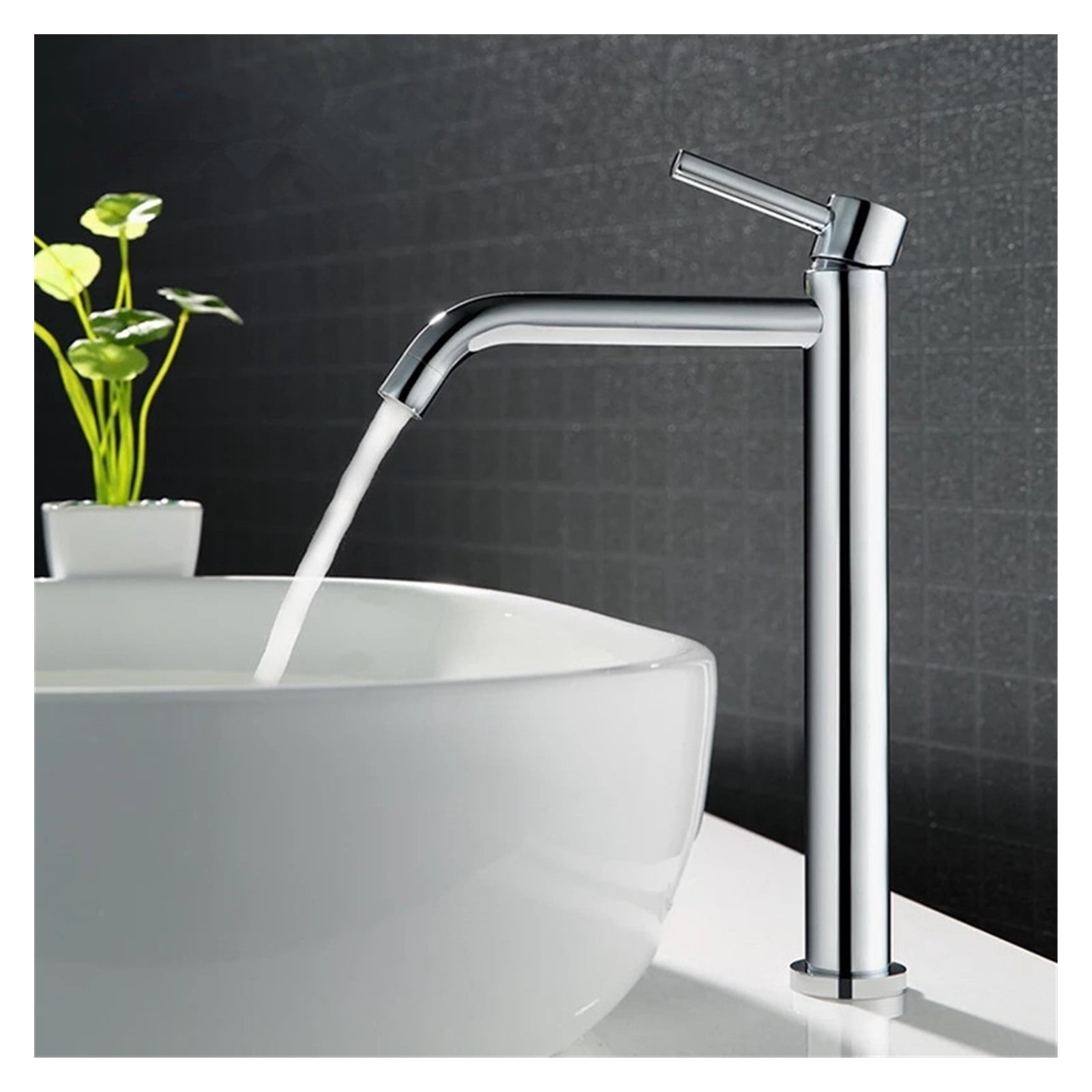 Tall bath sink faucet chrome bathroom faucet hot and cold basin water ...