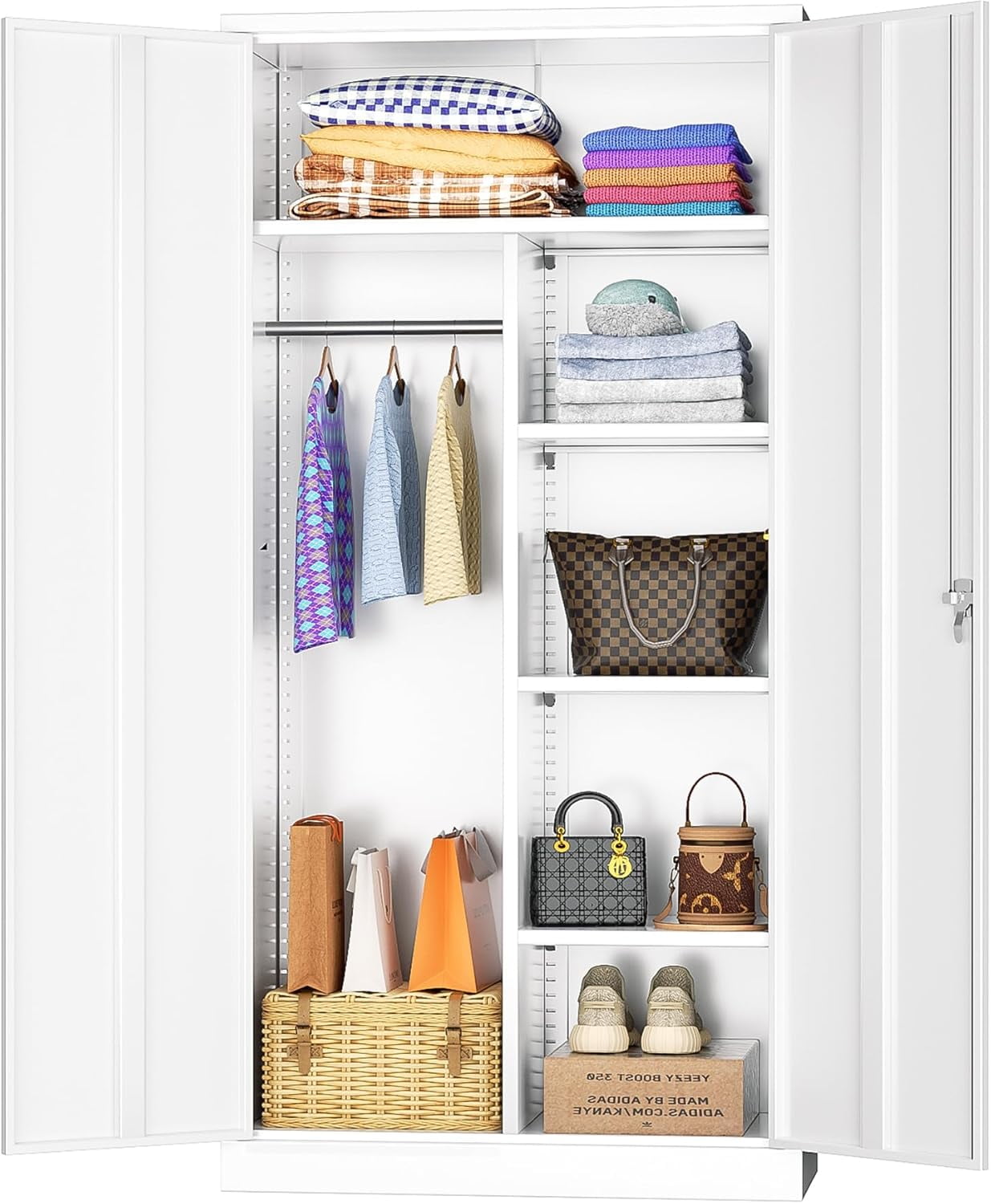 Tall metal wardrobe cabinets with lock, clothing storage cabinets with ...