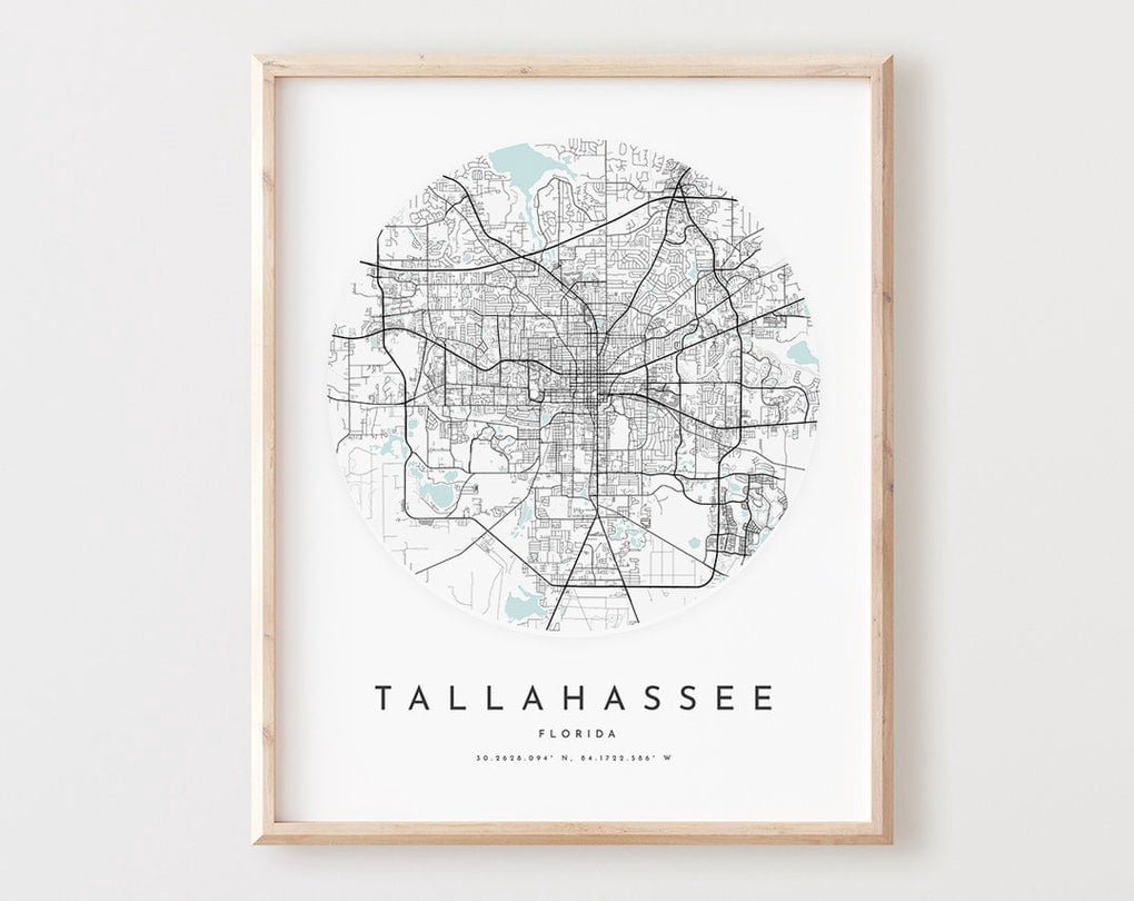 Tallahassee Map Print, Tallahassee Map Poster City Wall Art, Fl Road ...