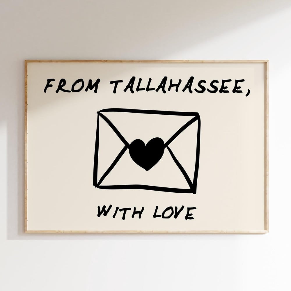 Tallahassee Poster: Minimalist Handwritten Dorm Decor UNFRAMED PAPER ...