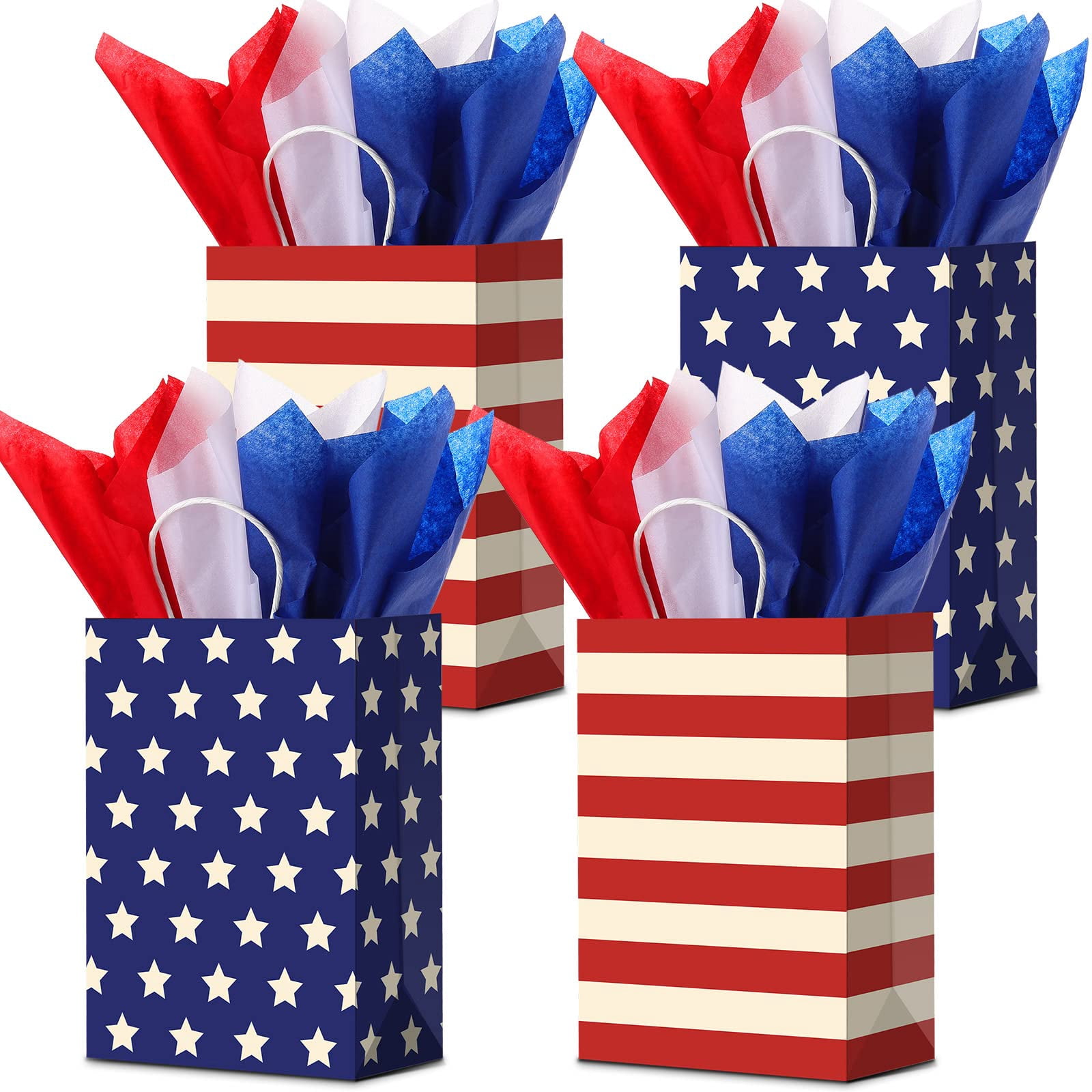 Tallew 16 Pieces Patriotic Gift Bags with Handle with 18 Pcs Tissue ...