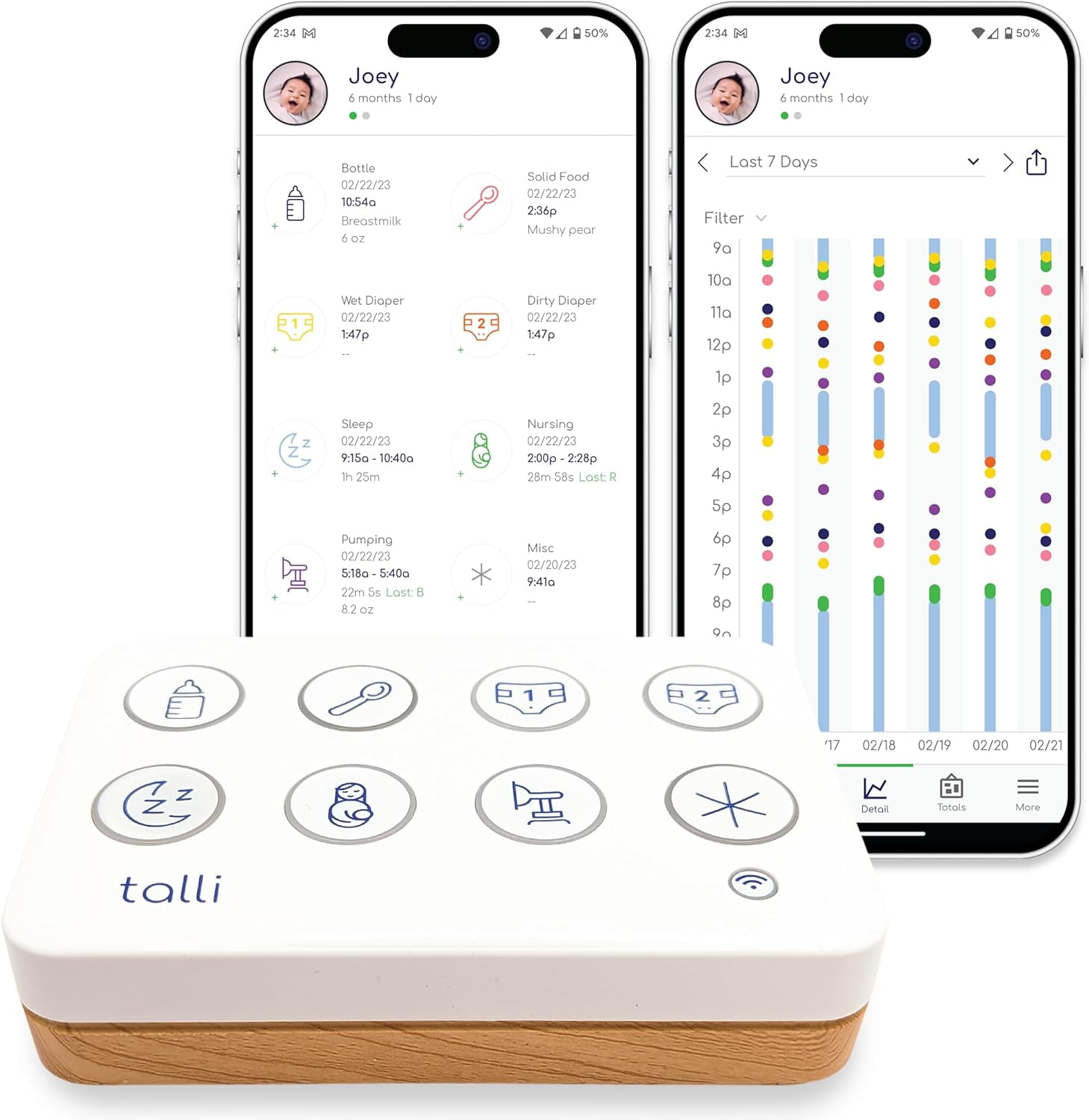 Talli Daily One-Touch Baby Tracker - Baby Monitor to Log Feedings ...