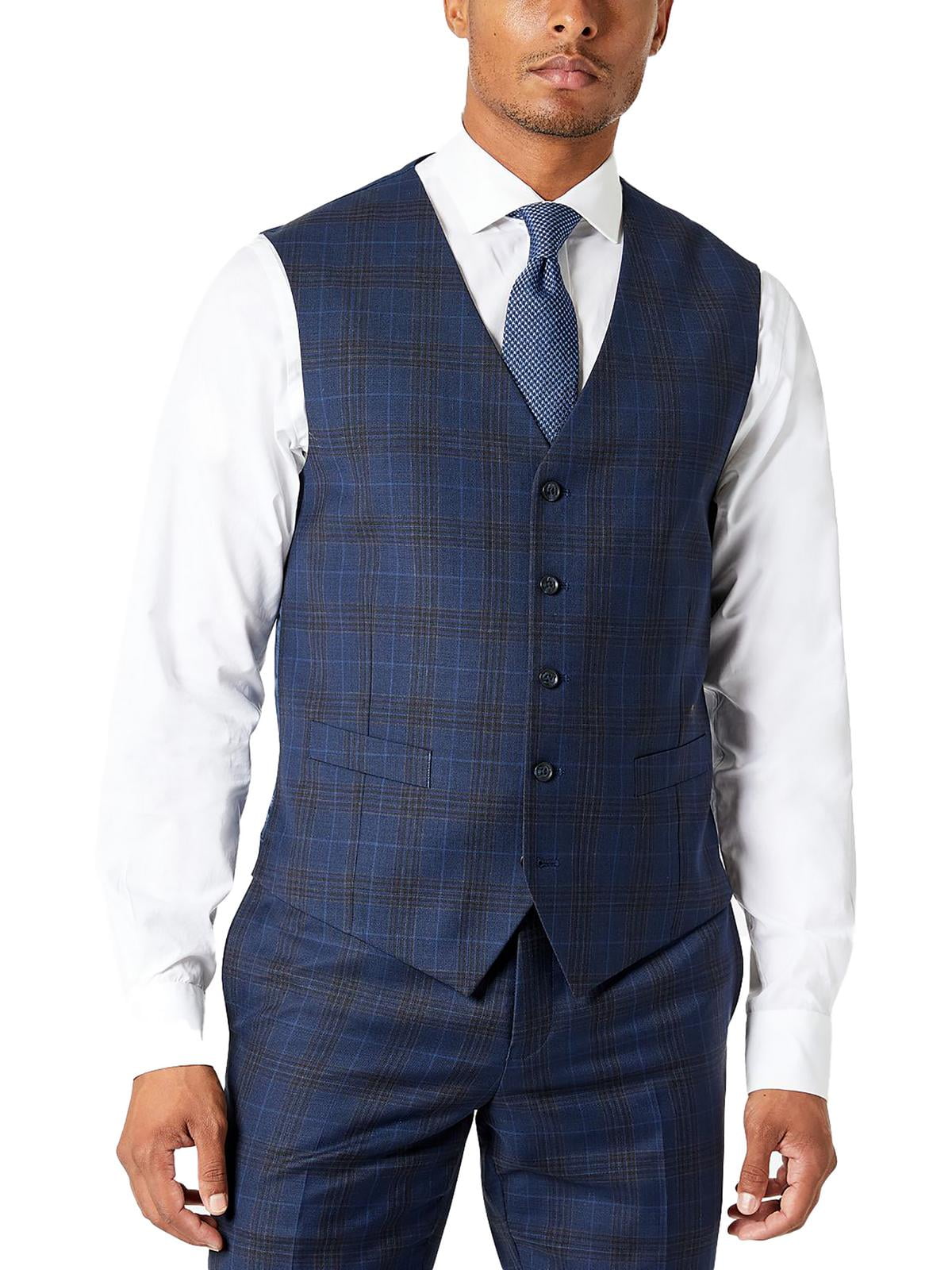 Tallia Mens Wool Blend Plaid Paisley Suit Vest Blue XL B4HP $125 ...