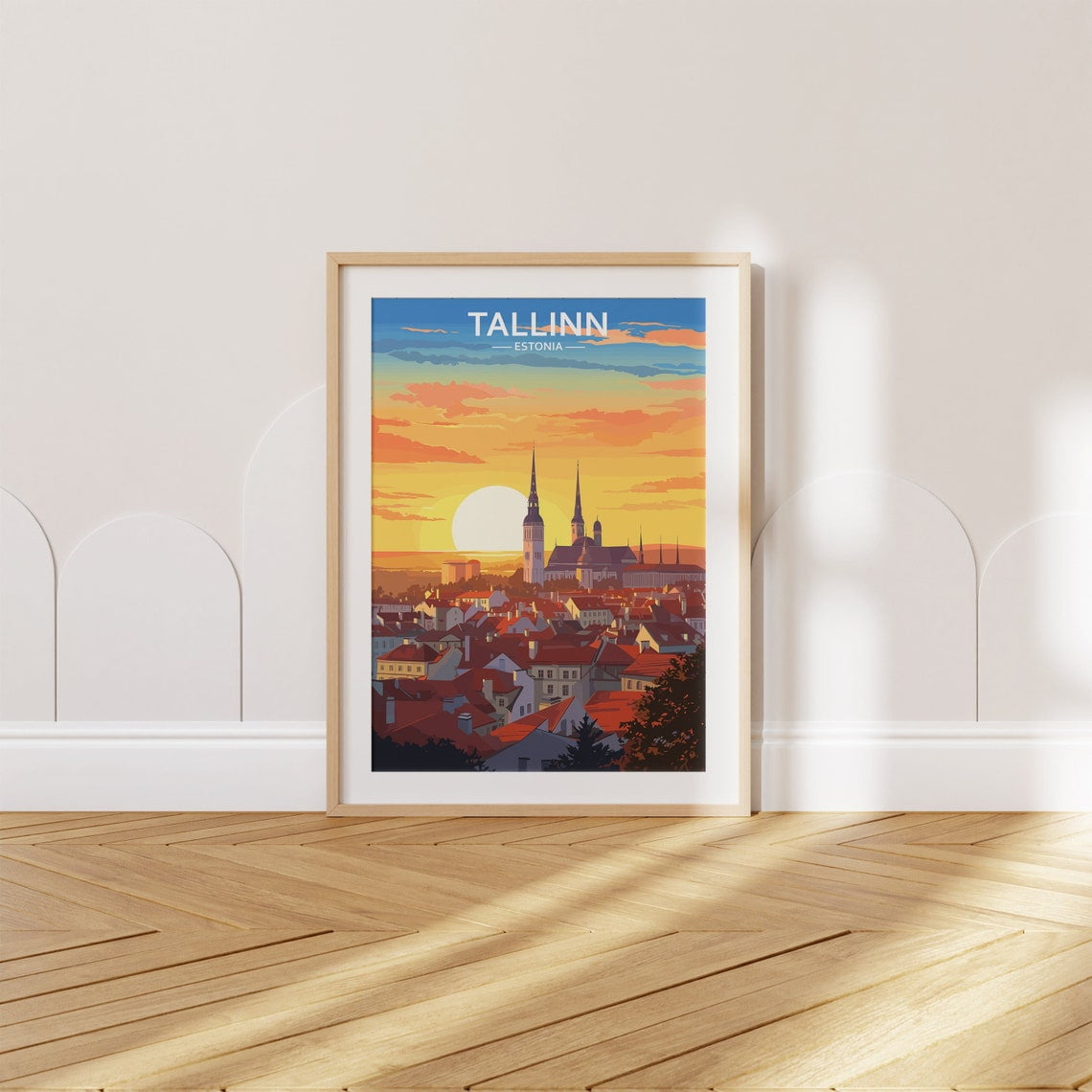 Tallinn Estonia Poster Sunset Scenic Cityscape Art Print, Unframed ...