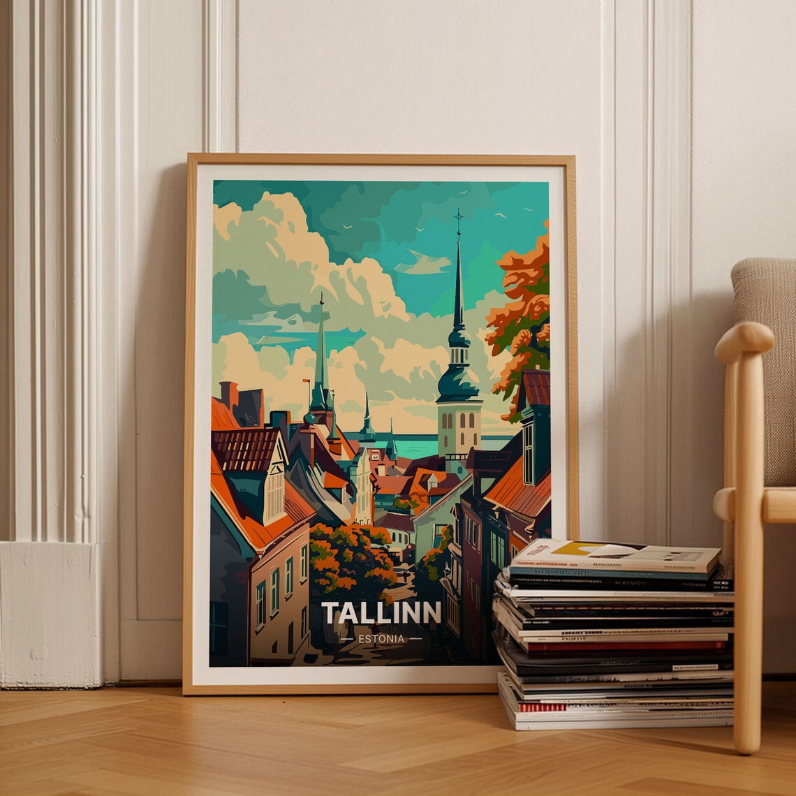 Tallinn Estonia Travel Poster, Scenic Cityscape Art, Gift Idea, Home ...