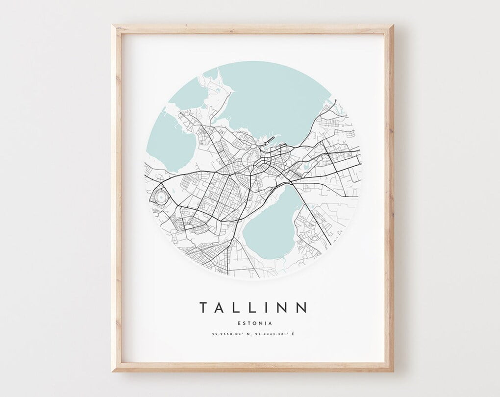 Tallinn Map Print, Tallinn Map Poster City Wall Art, Tallinn Road Map ...