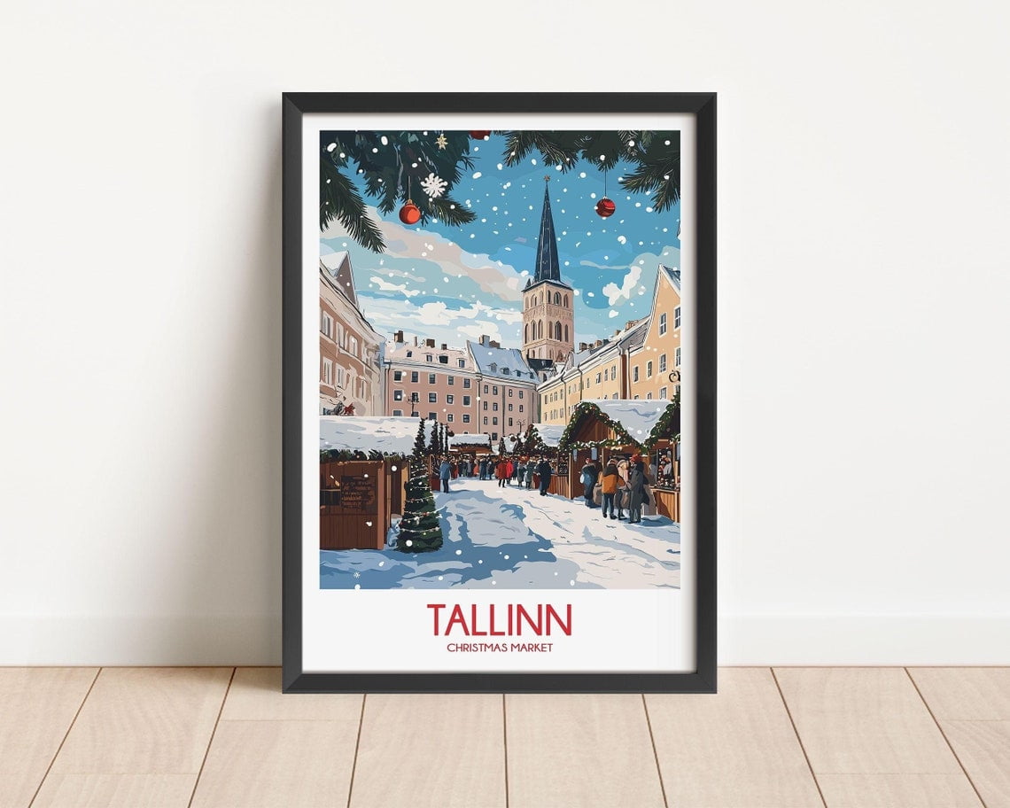 Tallinn Poster Winter Market Scenic Wall Art Decor, Unframed Poster ...