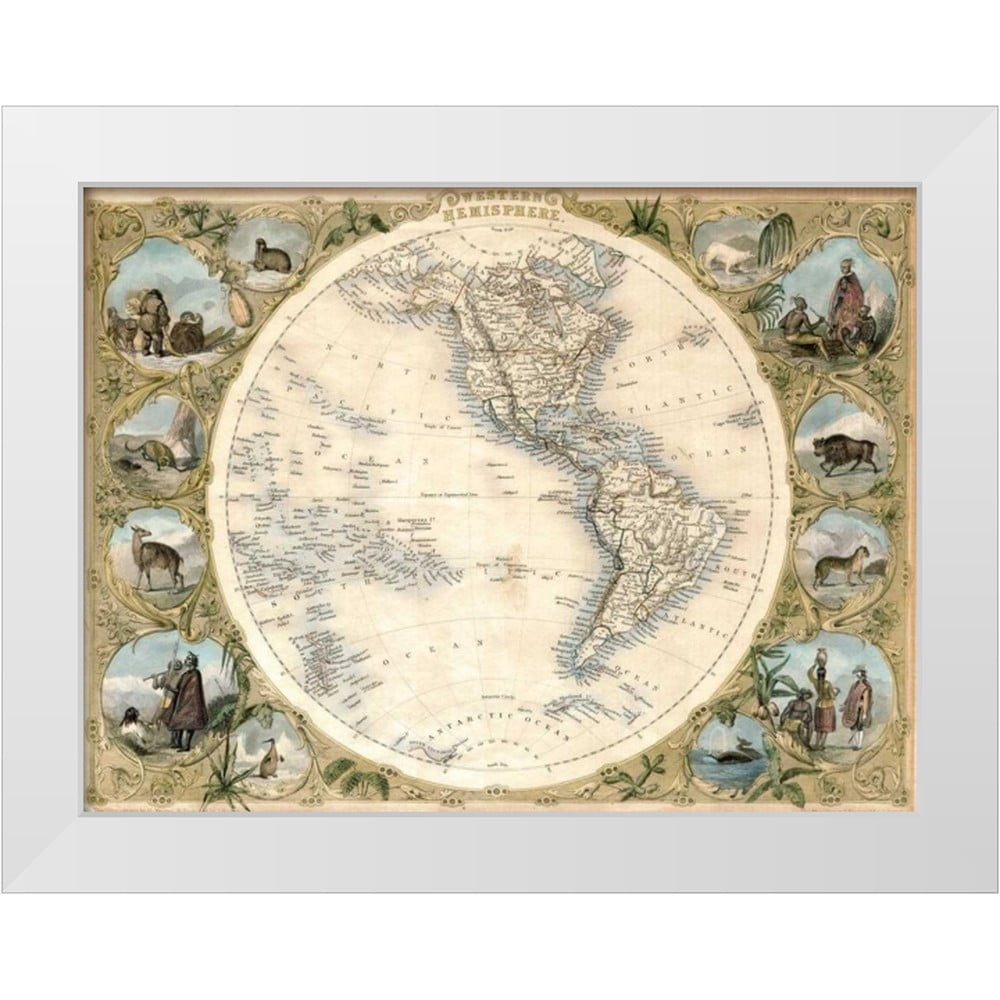 Tallis, John 32x25 White Modern Wood Framed Museum Art Print Titled ...