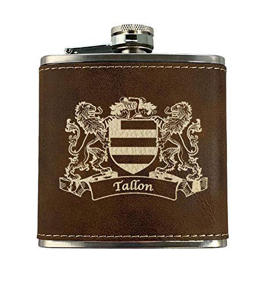 Tallon Irish Coat of Arms Leather Flask - Rustic Brown - Walmart.com