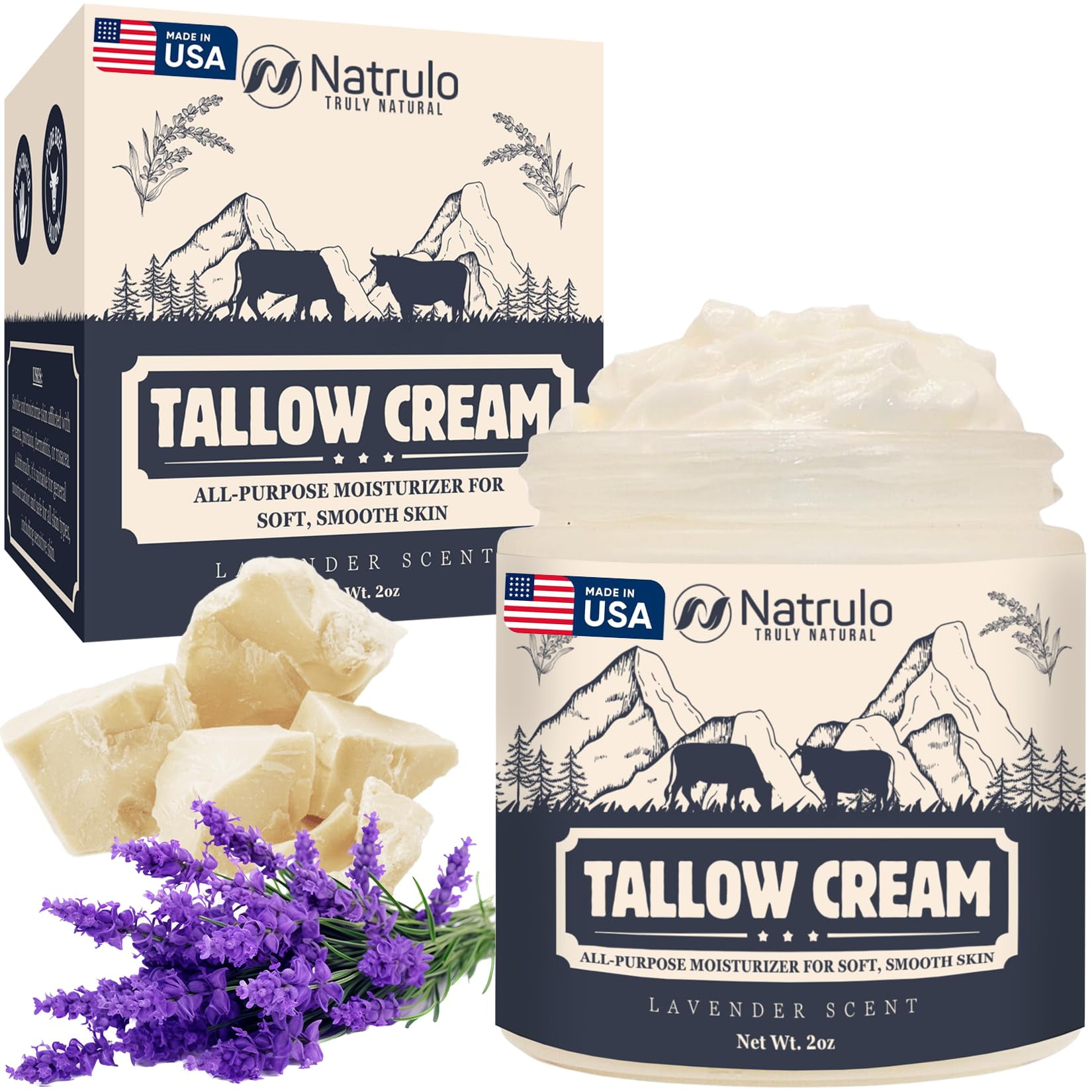Tallow Cream - DMF15 All Natural Grass Fed Tallow and Honey All Purpose ...