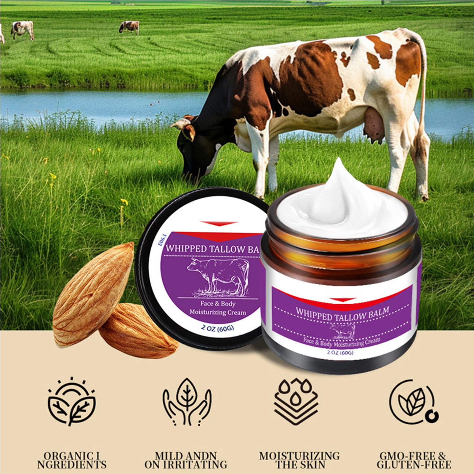 Tallow Face Moisturizer Butter Face Cream 60g, Moisturizing And Firming ...