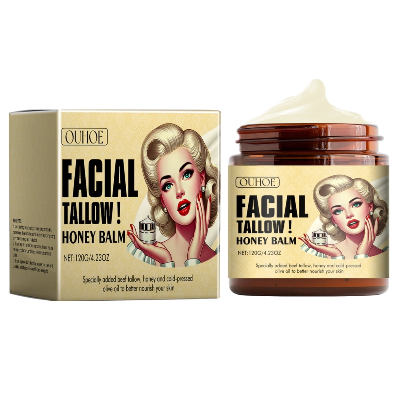 Tallow Face Moisturizer Pure Whipped Beef Tallow Honey Balm Anti