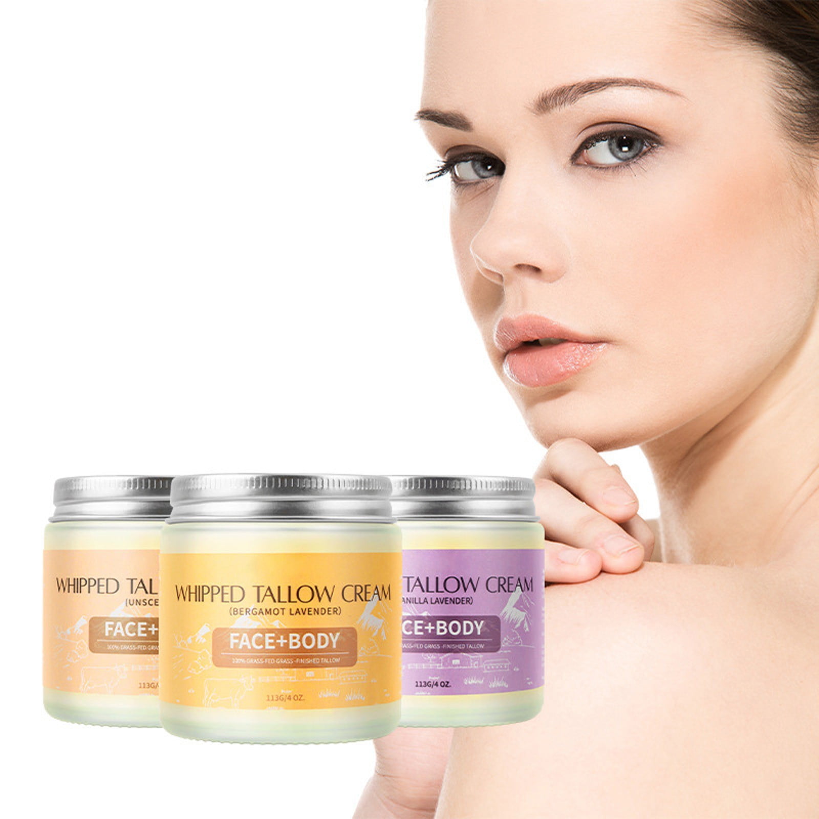 Tallow Moisturizer - 4oz Whipped Tallow Balm Cream with Beef Tallow ...