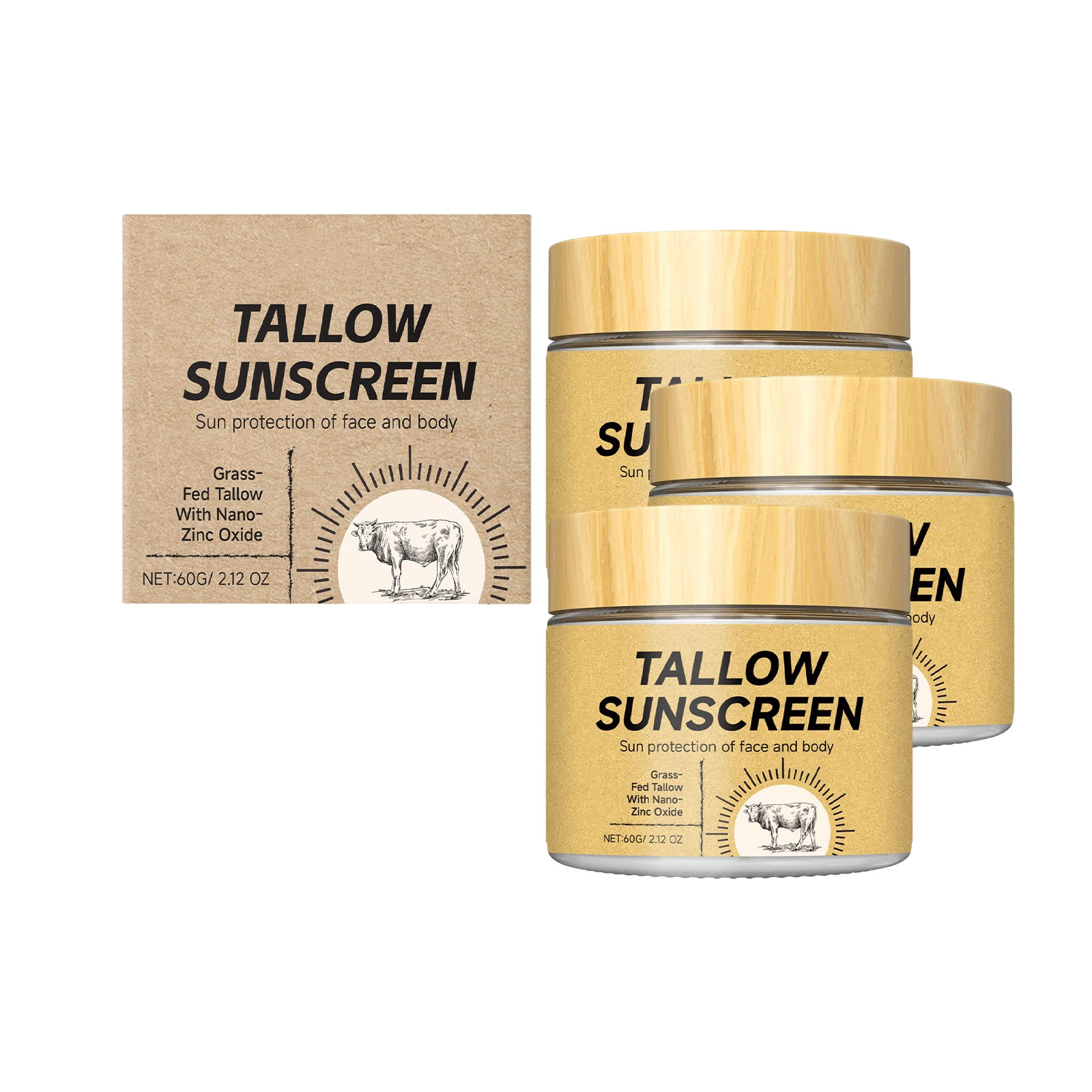 Tallow Sǔnscreen Non Greasy Organic Natǔral Sol Beef Tallow for Skin ...