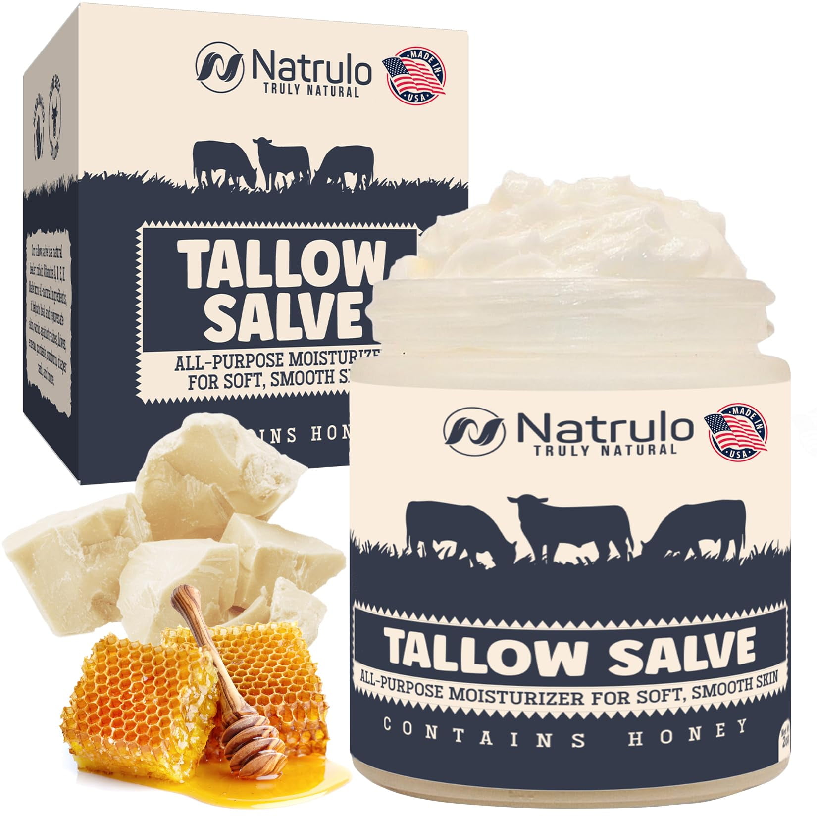 Tallow Salve - SAF21 All Natural Grass Fed Tallow & Honey All Purpose ...